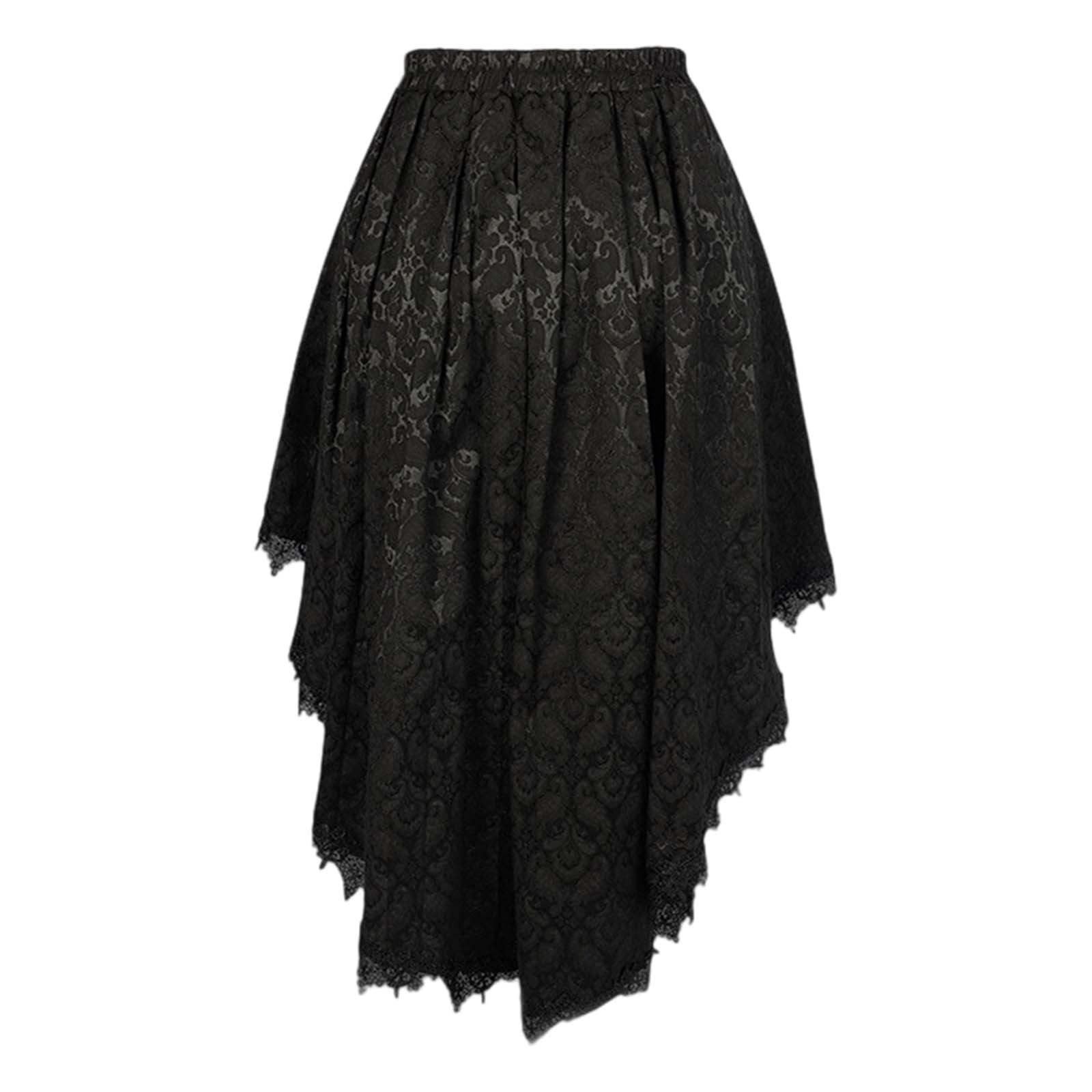 Skirt With Detachable Train Lace Trim Semi Formal Dark Academic Style ...