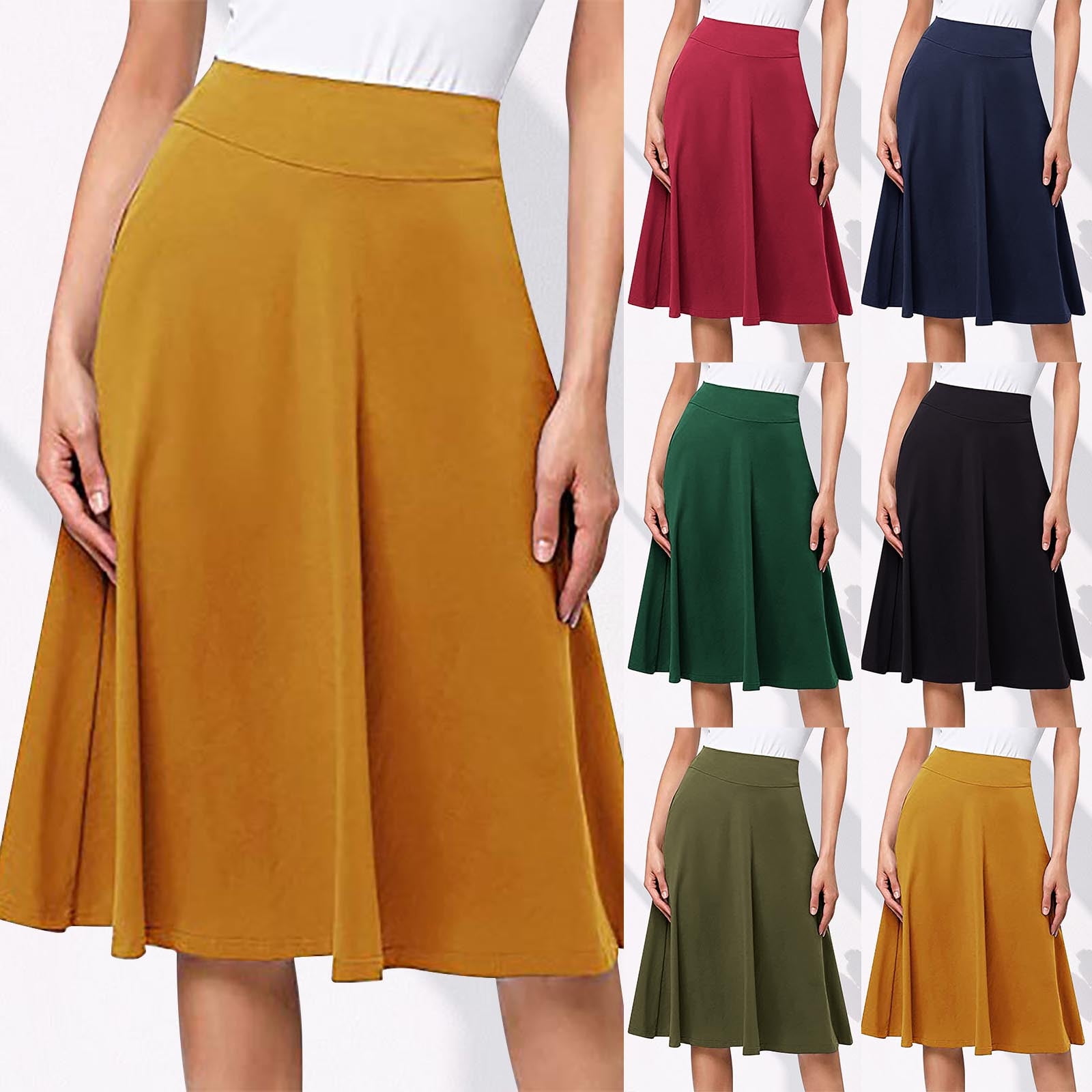 Skirts for Women 4-way Stretch Women Girl Stretch High Waist Pleated ...