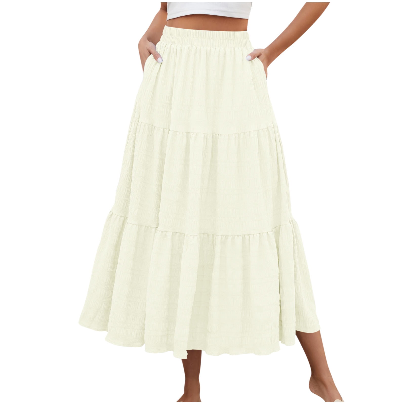 Skirts for Women Tiered Ruffled Maxi Skirt High Waisted Boho Chic ...