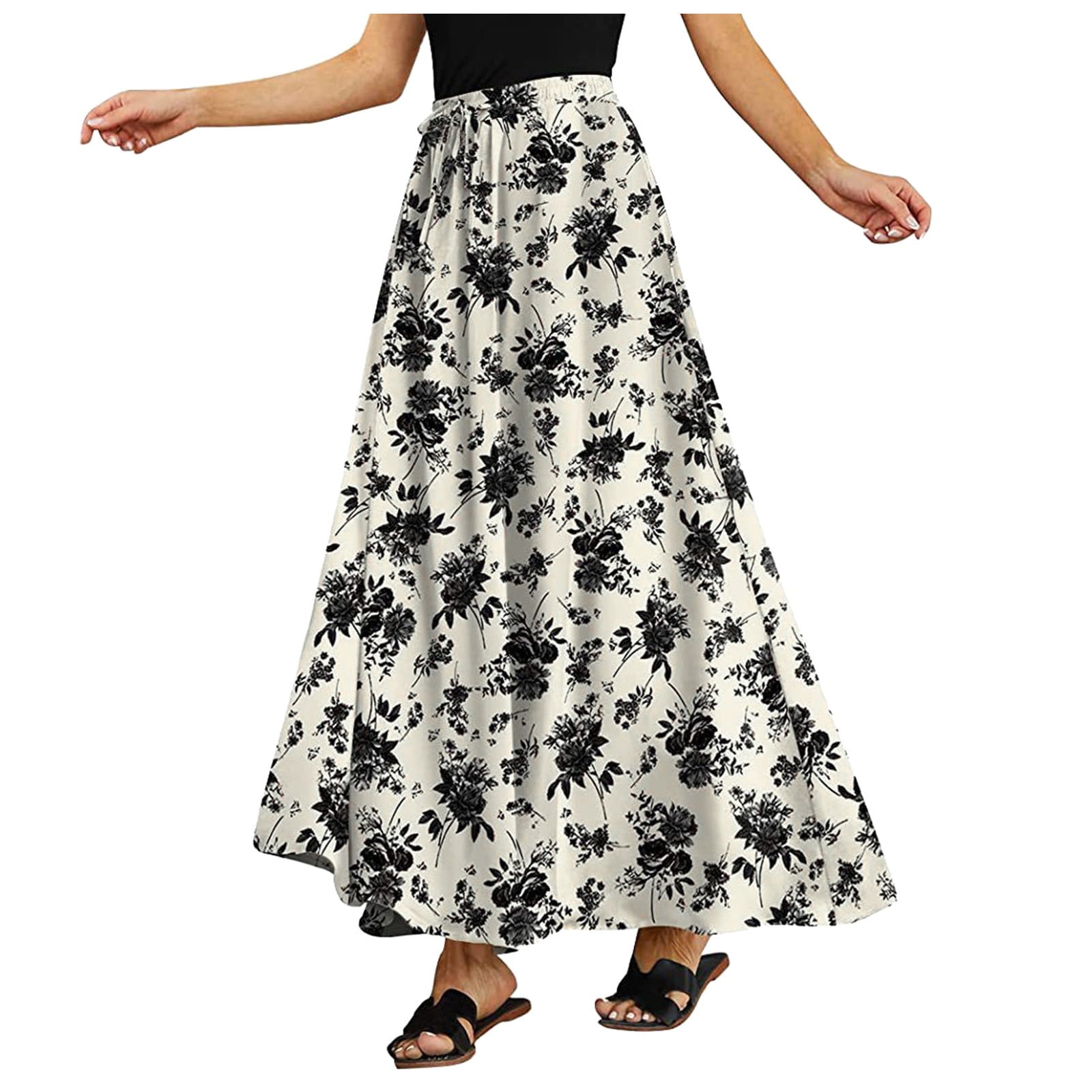 Skirts for Women 2026 Trendy Striped Breathable Chiffon Elastic High ...