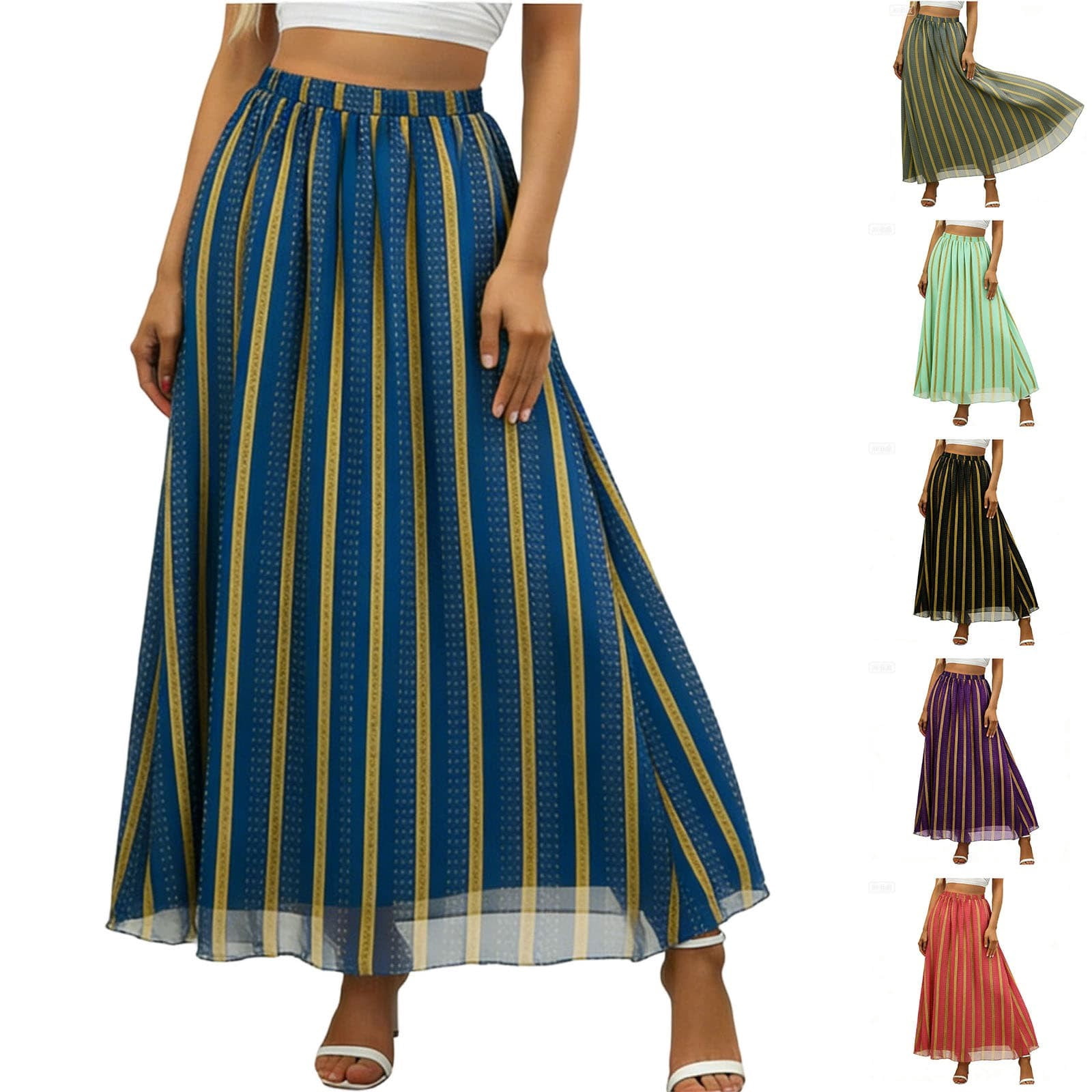 Skirts for Women Chiffon Elasticated Waist Midi Length Pleated Tulle ...