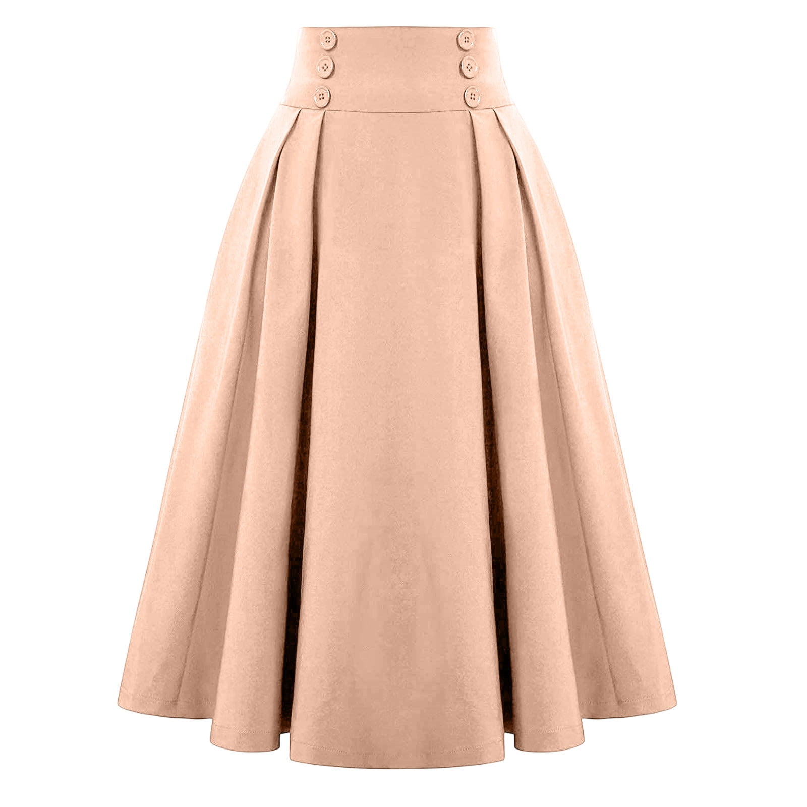 Skirts for Women High Button A Line Pleated Skirt Trendy Vintage ...