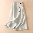 Skirts for Women, Linen Blend A-Line Midi Skirt, Button Front Wrap ...