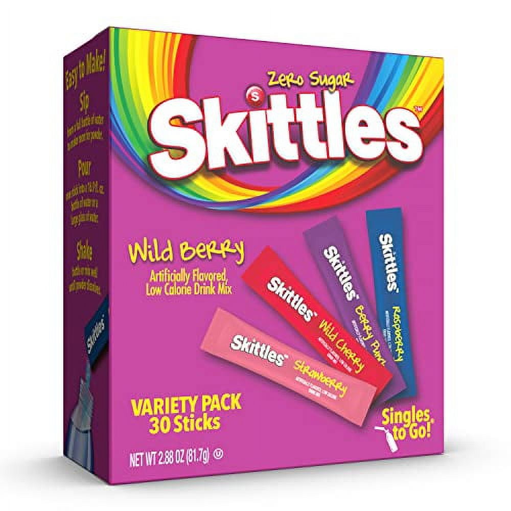Skittles 30 Count Singles To Go Wild Berry Variety Pack, Powdered Drink ...