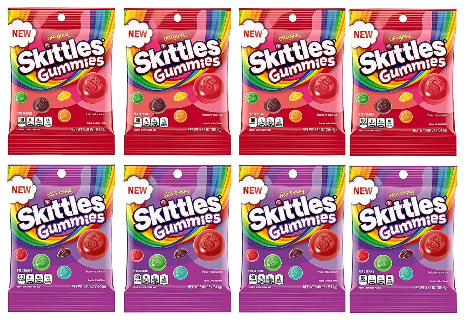 Skittles Candy Gummy Candy Original and Wild Berry 5.8oz Bag Bundle ...