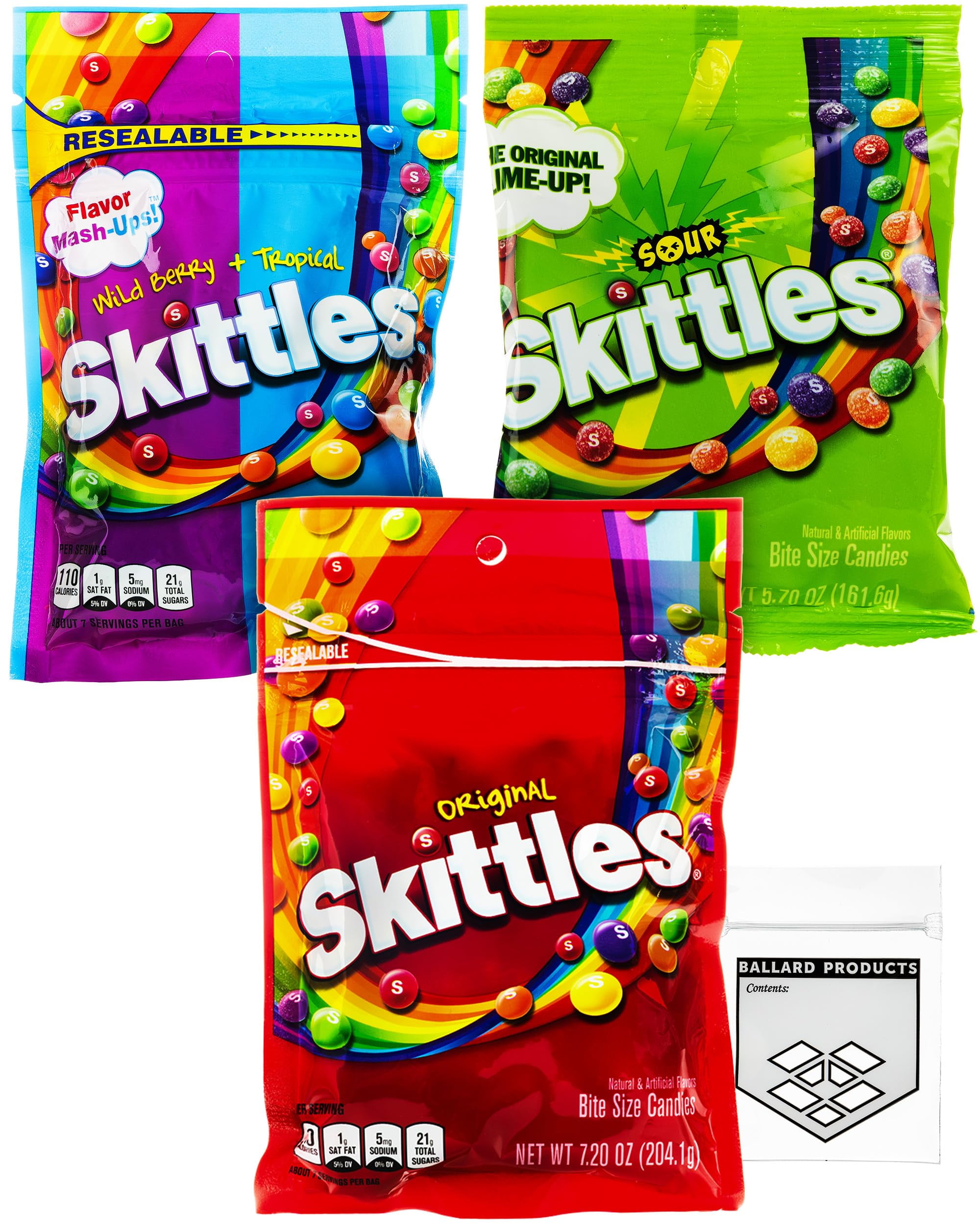 Skittles Hard Candy Variety MMF7 Pack of 3 Bags - Original, Sour and ...