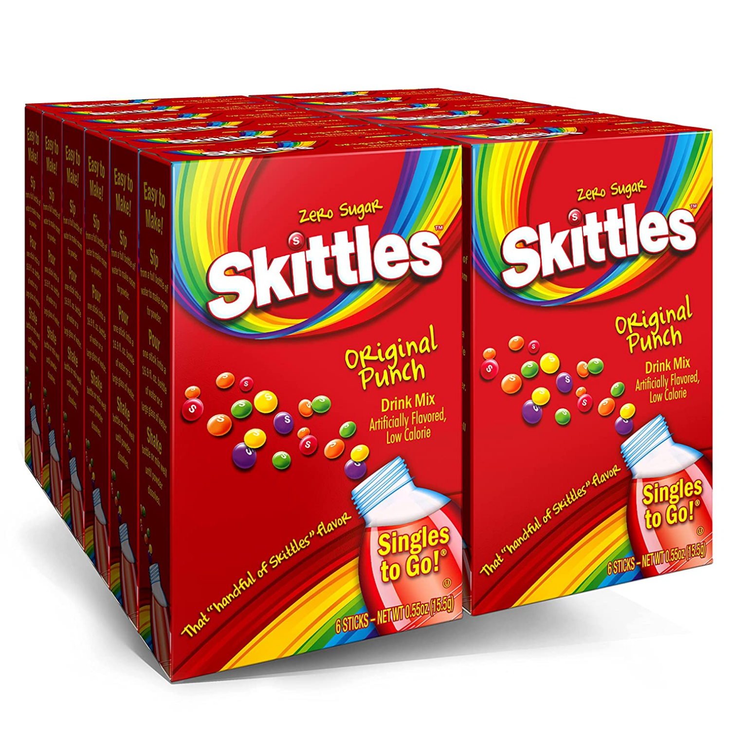 Skittles Original Punch Singles To Go, Sugar-Free, Low-Calorie Flavored ...