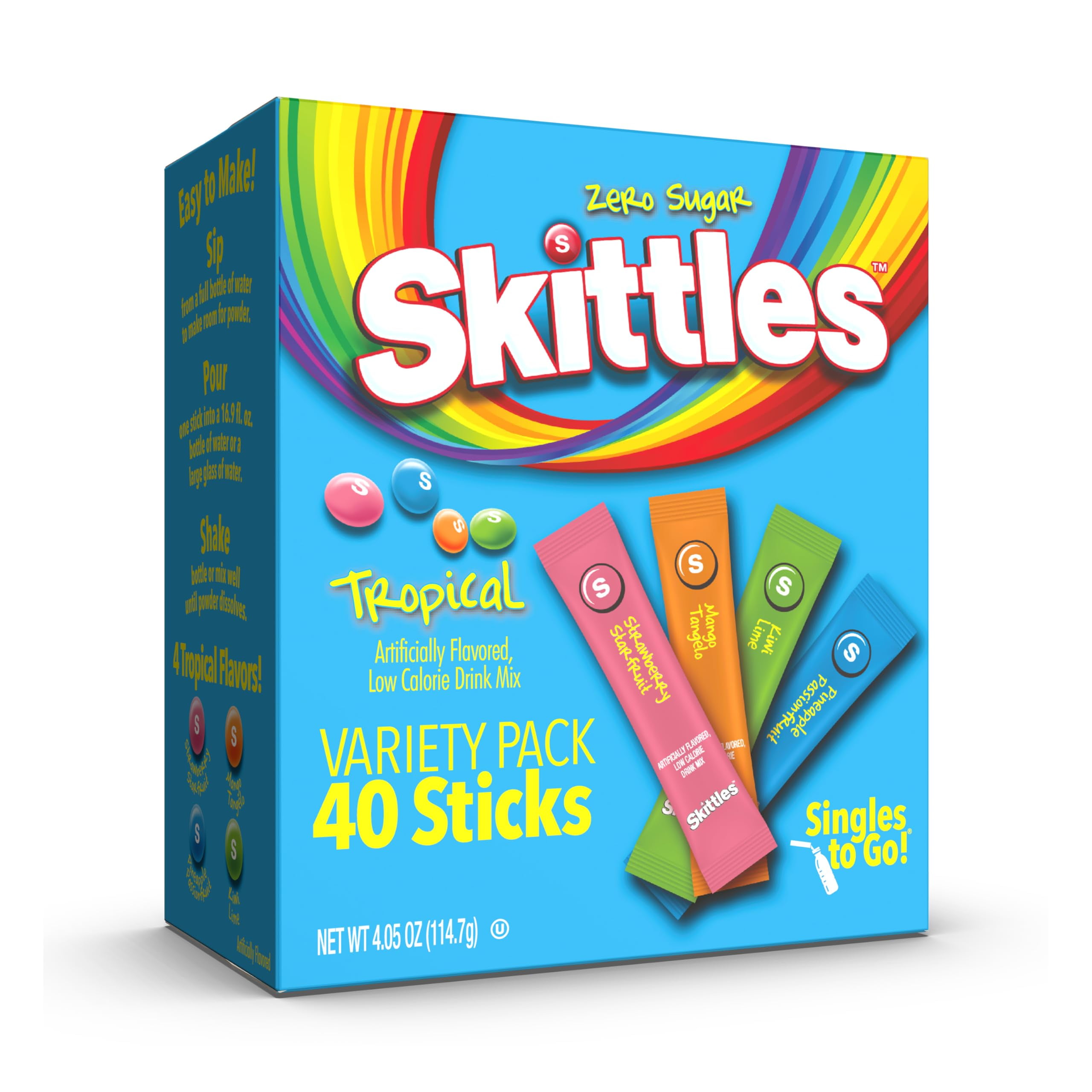 Skittles Singles To Go Tropical Variety Pack, Watertok Powdered Drink ...
