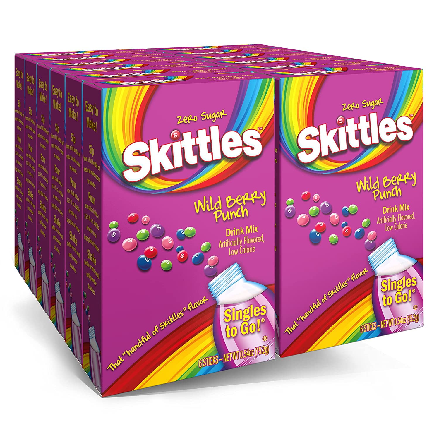 Skittles Singles to Go Wild Berry Punch, Powdered Drink Mix, Zero Sugar ...