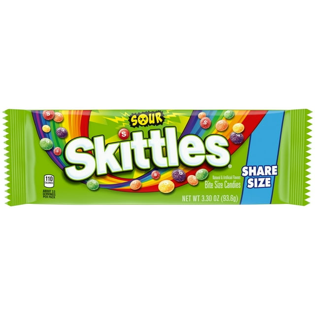 Skittles Sour Candy, Share Size - 3.3 oz Bag-Pack of 6 - Walmart.com