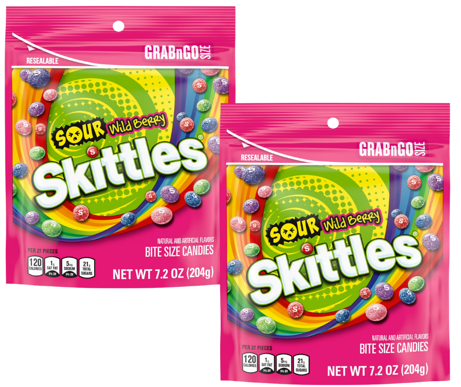 Skittles Sour Wild Berry Limited Edition Grab & Go, 7.2 oz Bags - 2 ...