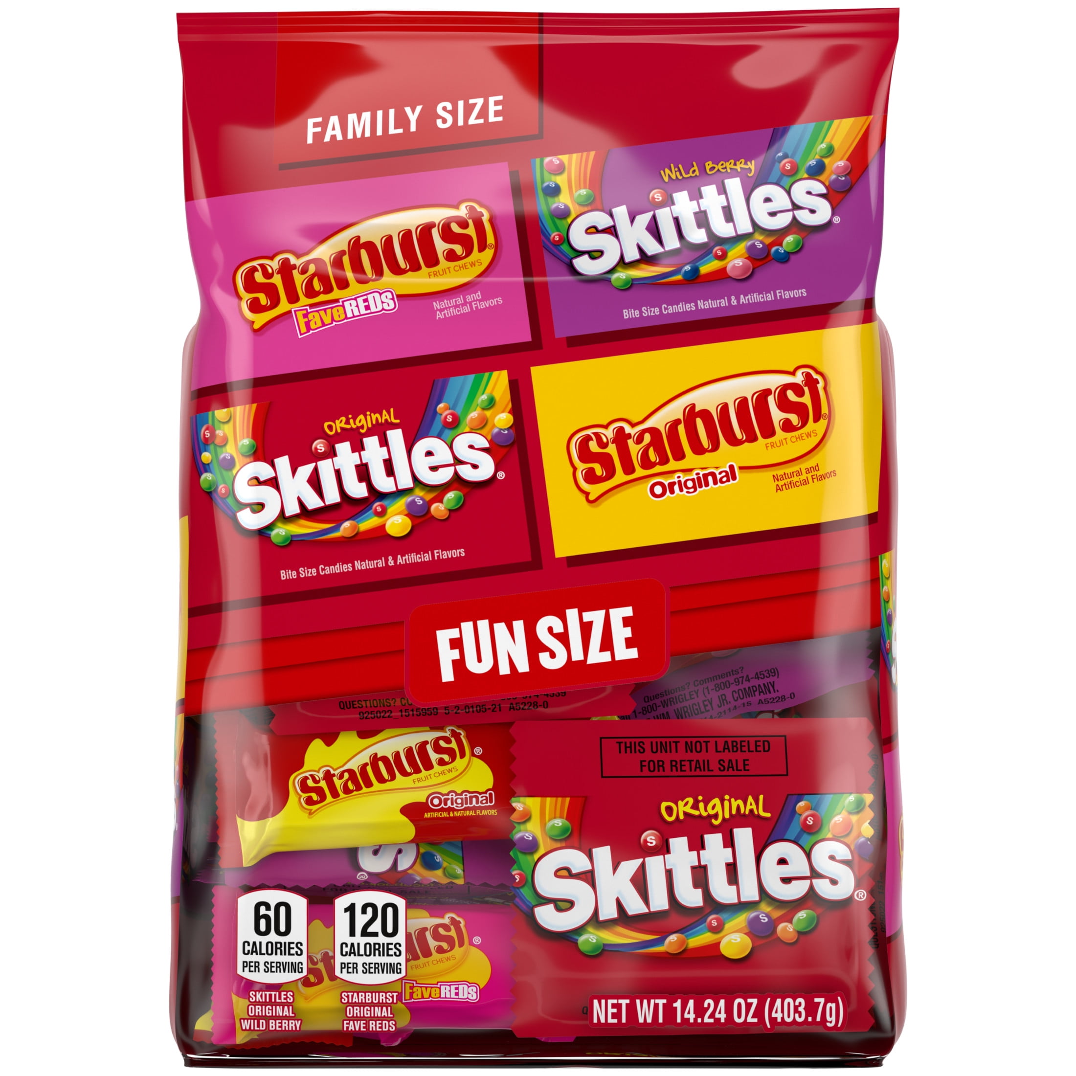 Skittles & Starburst Fun Size Chewy Candy Variety Bag, Individually ...