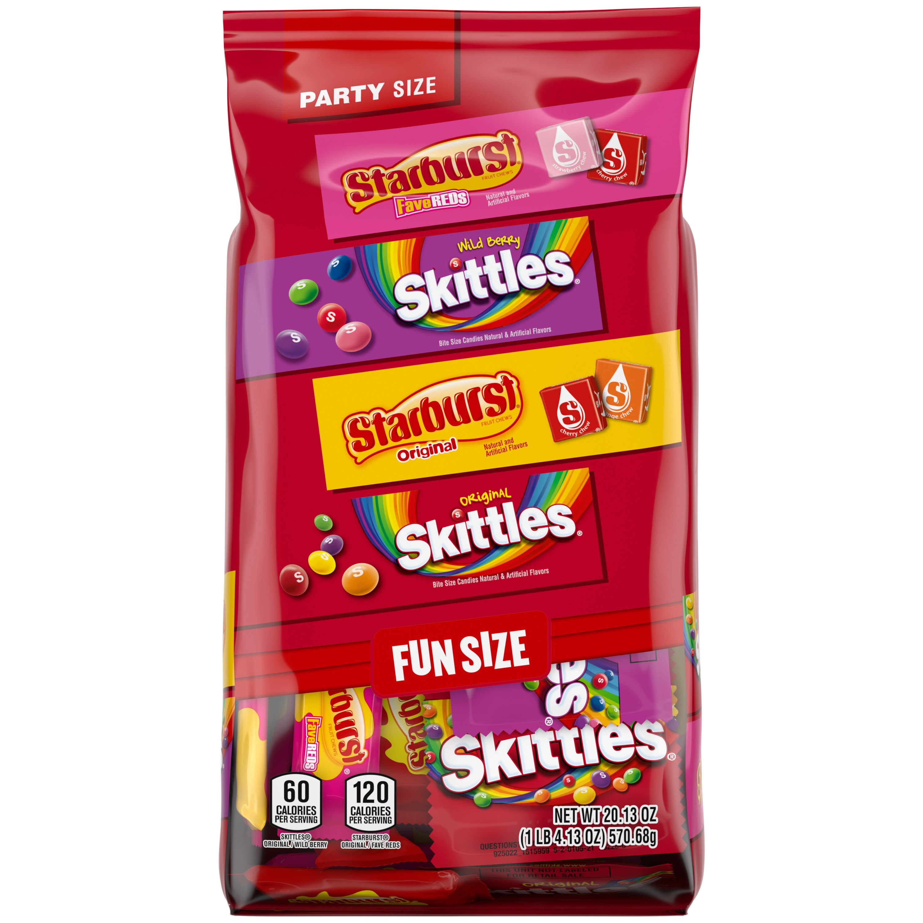 Skittles & Starburst Fun Size Chewy Candy Variety Bag, Party Size - 20. ...