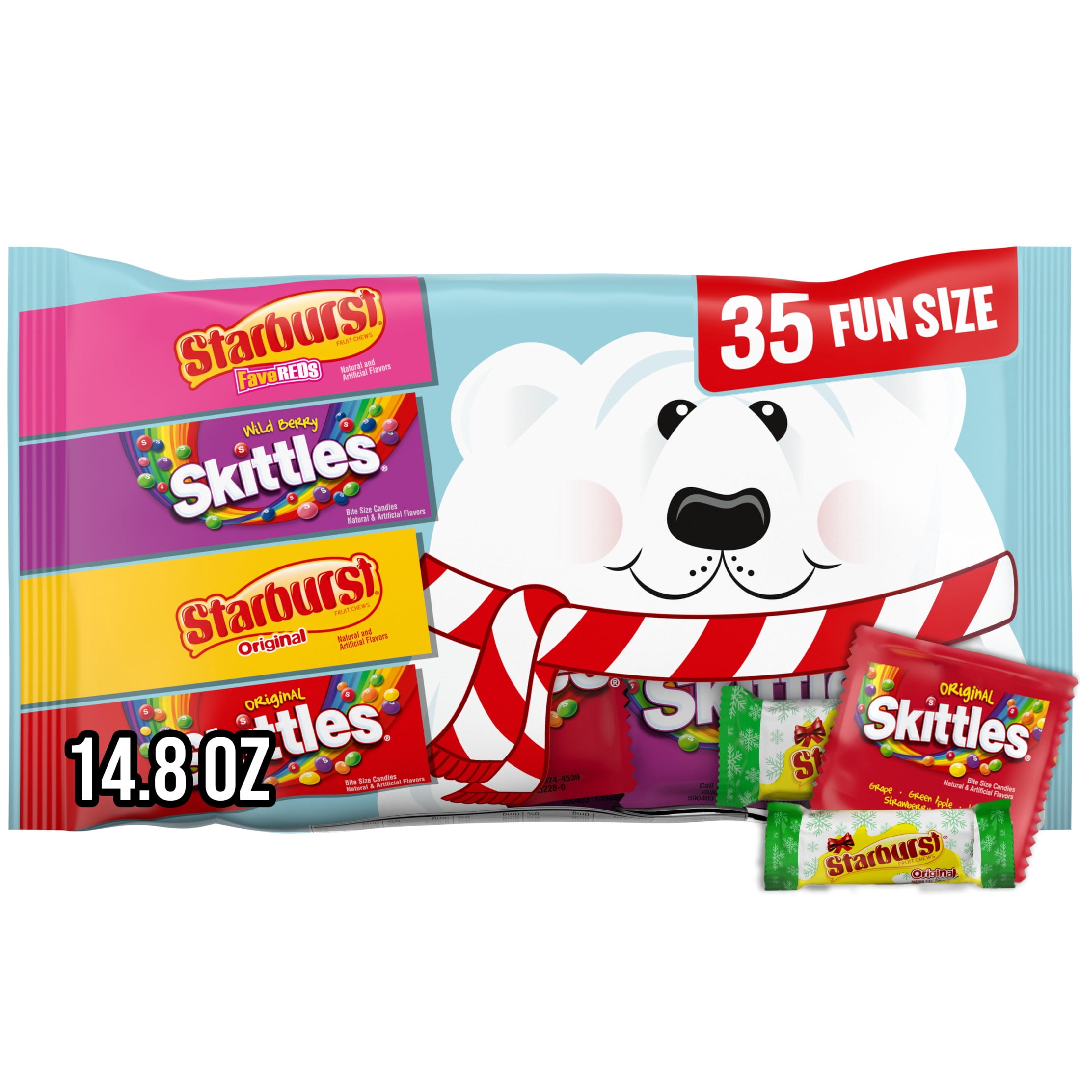 Skittles & Starburst Fun Size Chewy Christmas Candy Variety pack - 35 ...