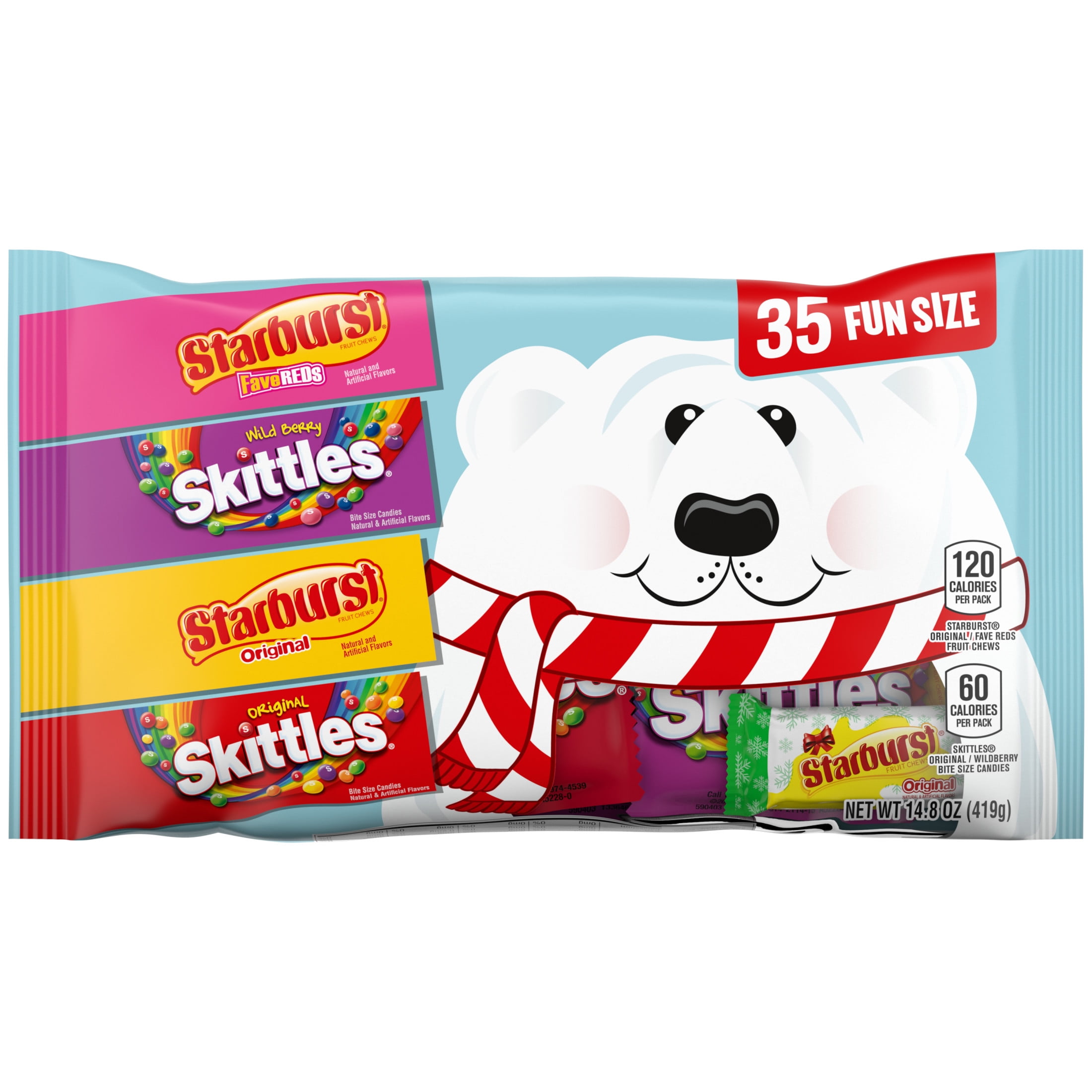 Skittles & Starburst Fun Size Chewy Christmas Candy Variety pack - 35 ...