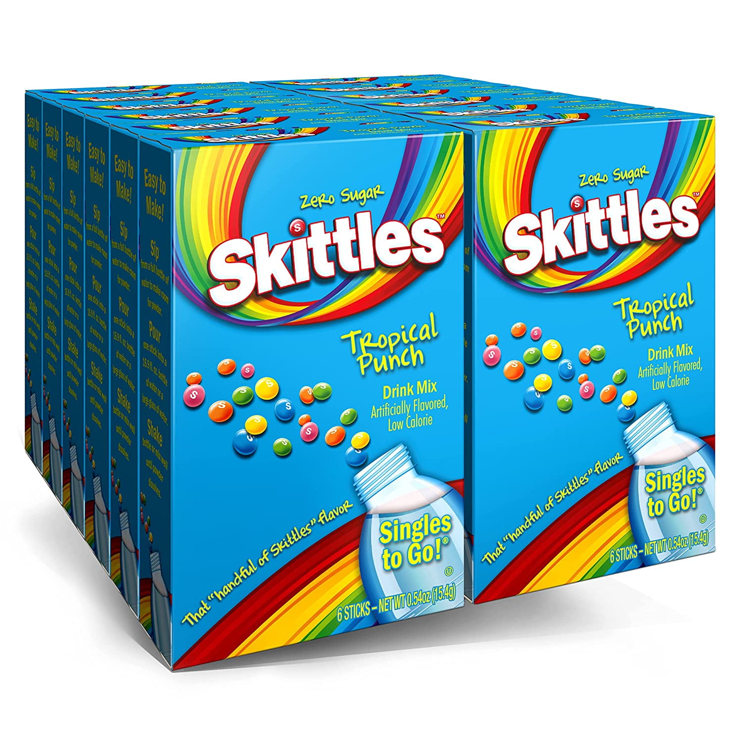 Skittles Tropical Punch Singles to Go Flavor Packets, Zero Sugar Drink ...
