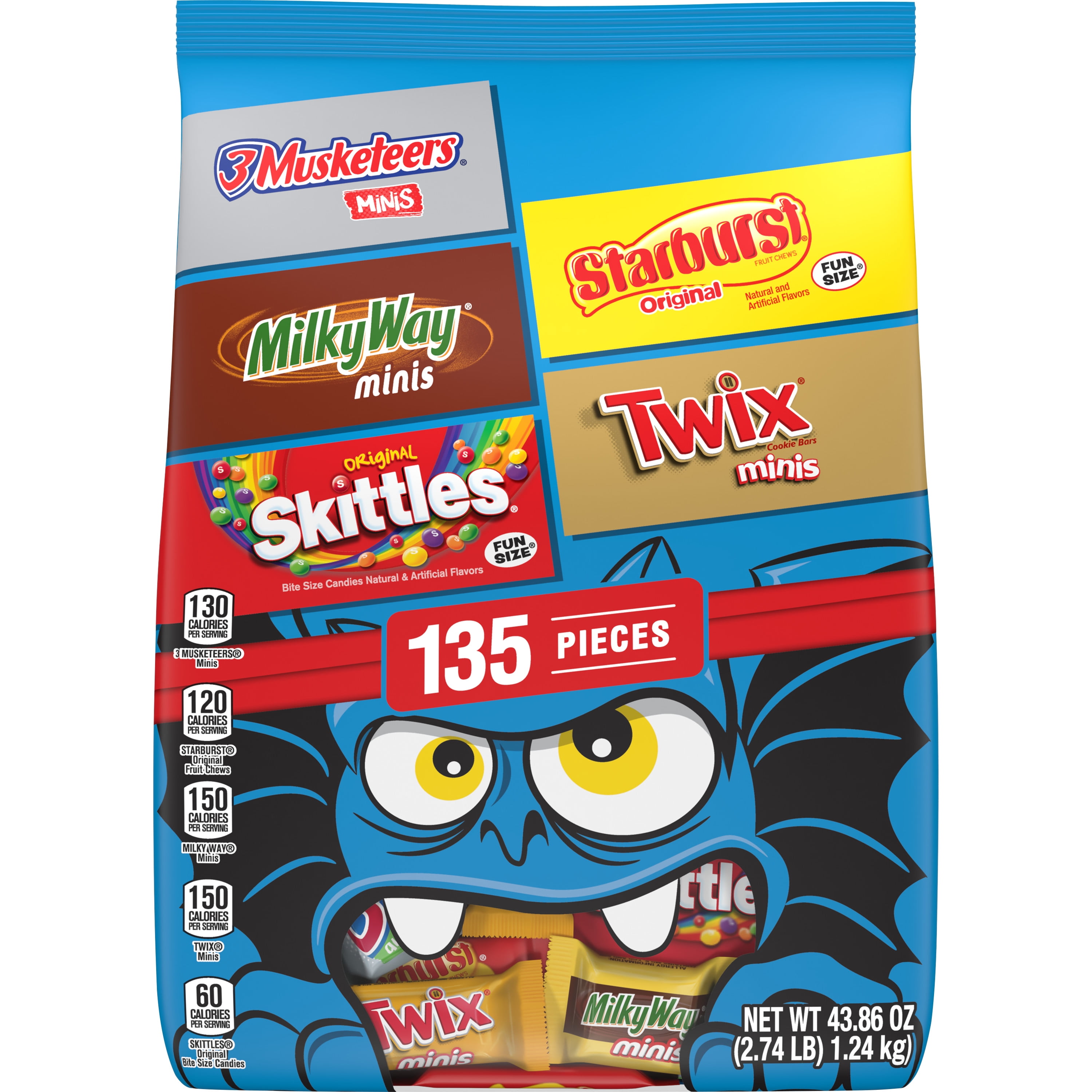Skittles, Twix, Starburst & More Halloween Candy Variety Pack, 135 ...