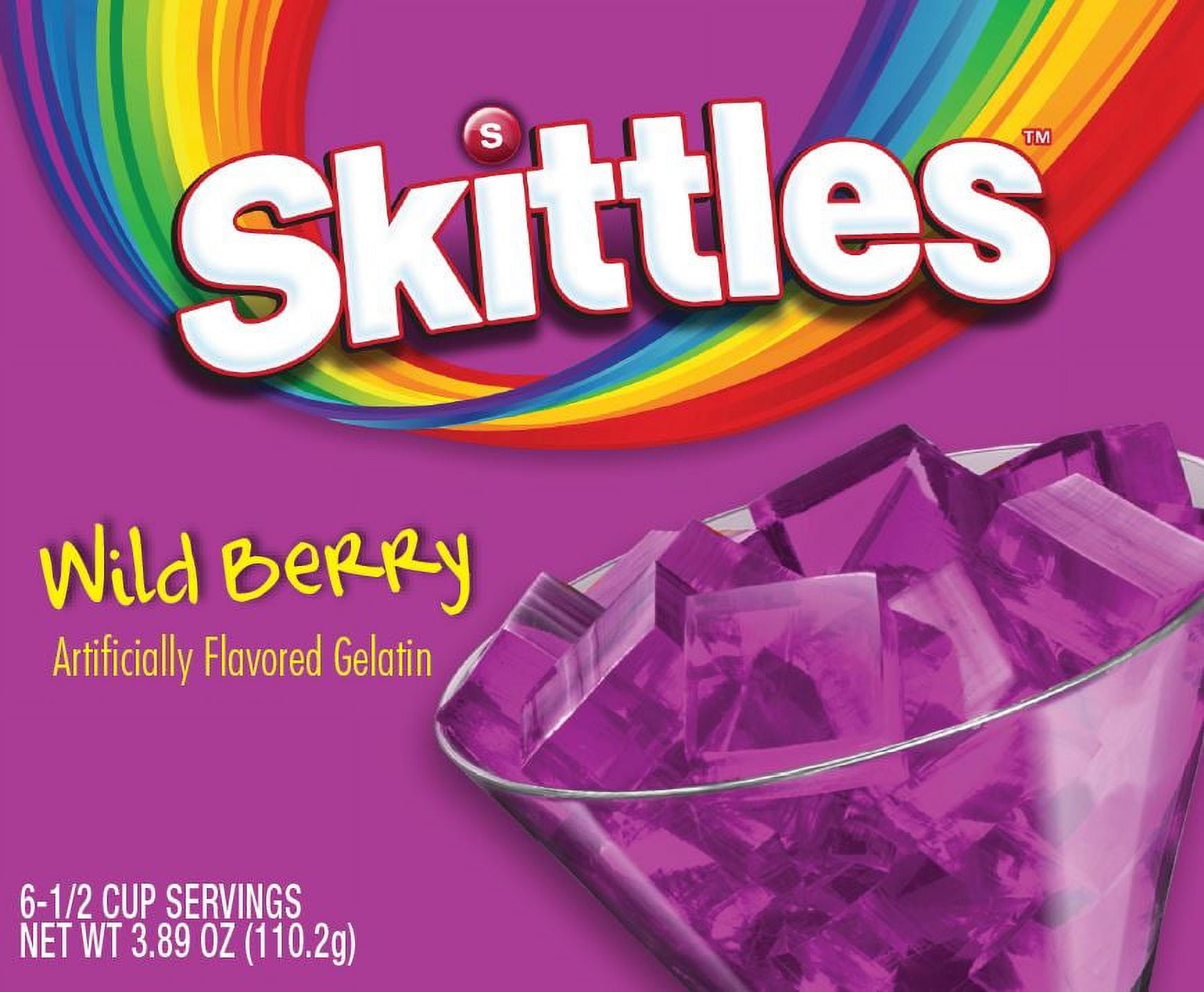 Skittles Wild Berry Gelatin Mix, 6 Servings, 3.89 oz Cardboard Box ...