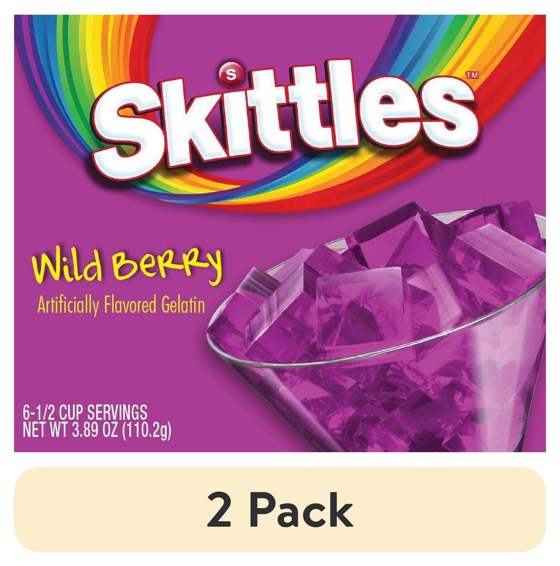 (2 pack) Skittles Wild Berry Gelatin Mix, 6 Servings, 3.89 oz Cardboard ...