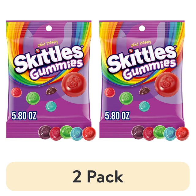 (2 pack) Skittles Wild Berry Gummy Candy - 5.8 oz Bag - Walmart.com