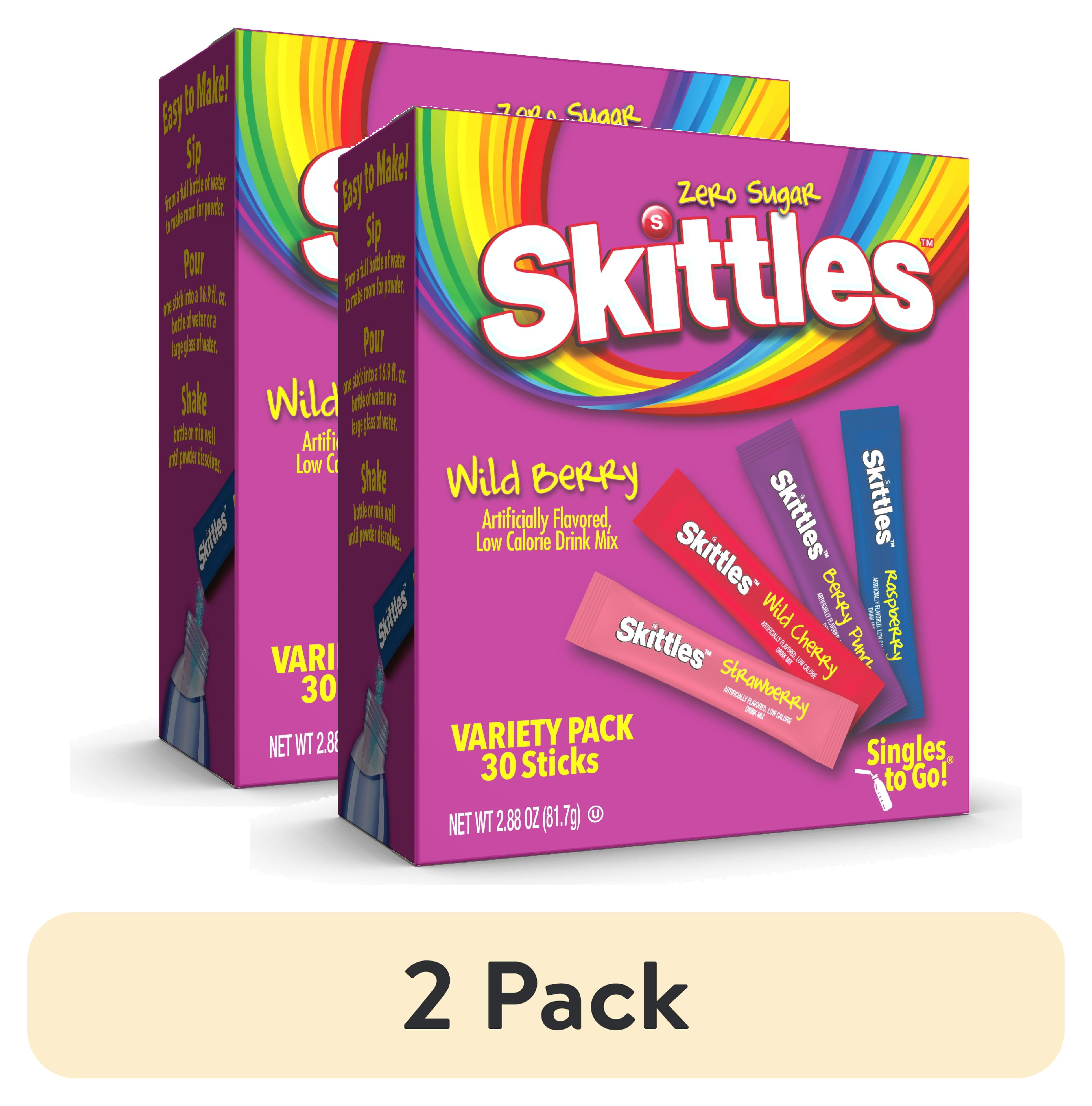 (2 pack) Skittles Zero Sugar Wild Berry Singles-to-Go Packs, Powdered ...