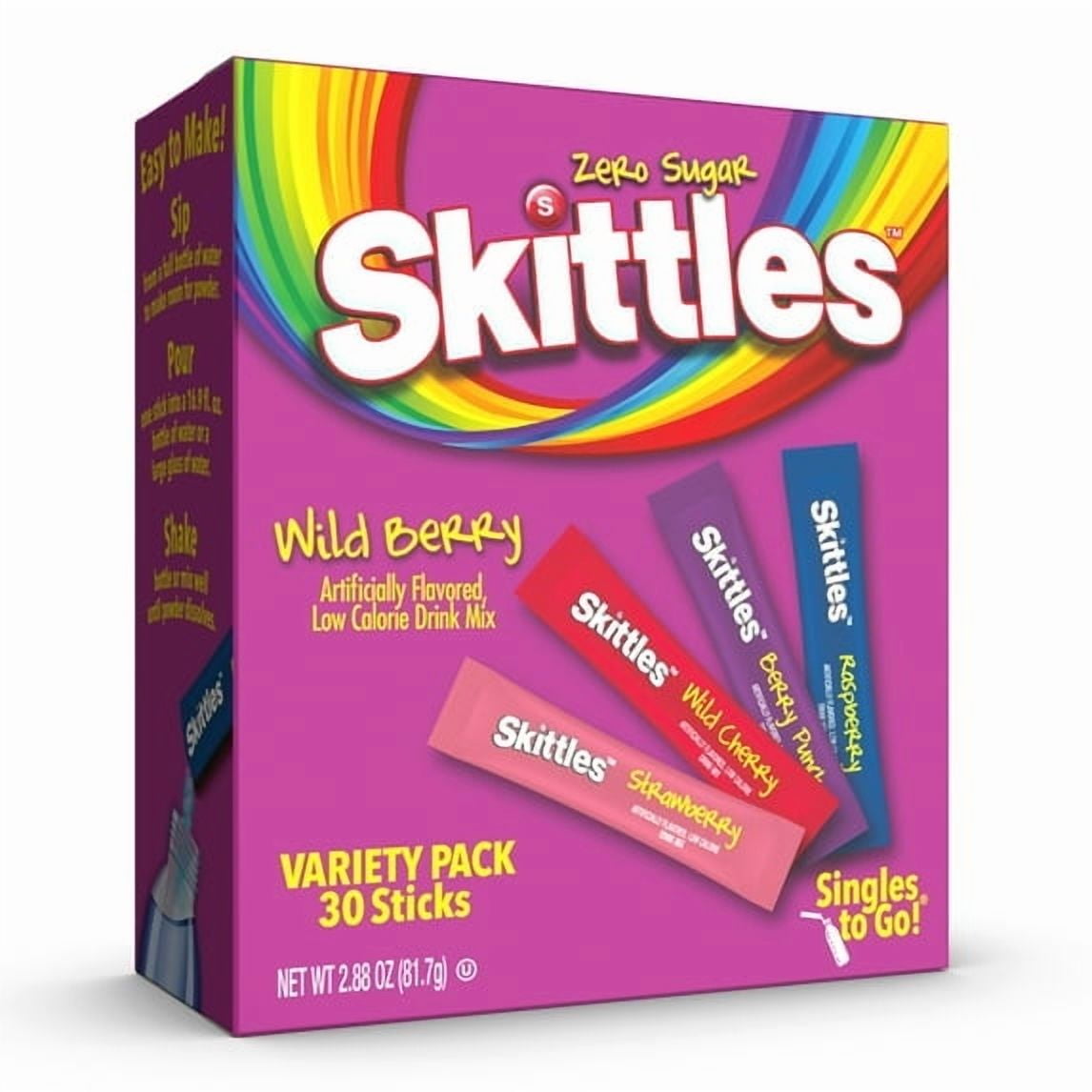Skittles Zero Sugar Wild Berry Singles-to-Go Packs, Powdered Drink Mix ...