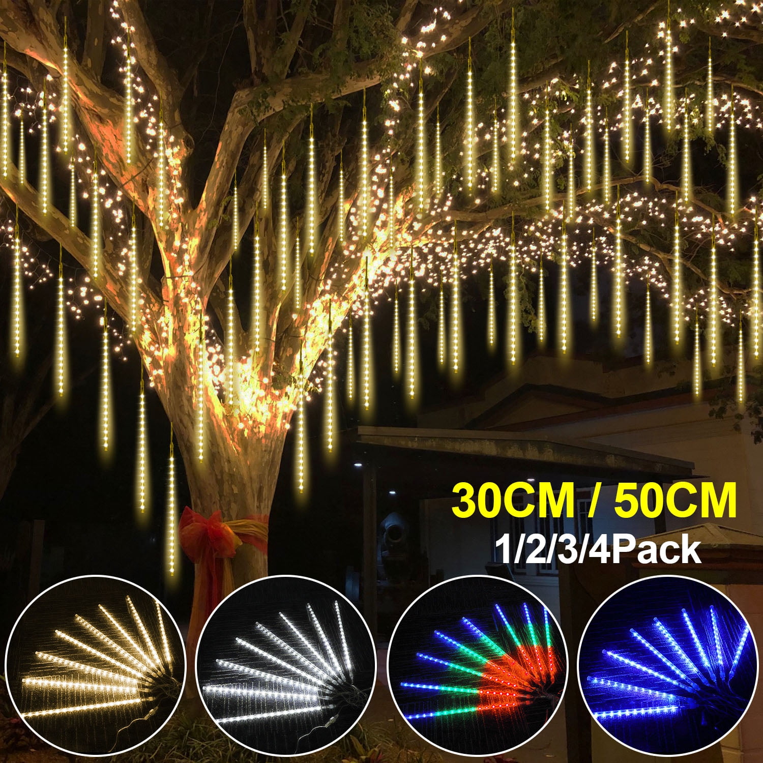 Skksst 288 LEDs Meteor Shower Lights Waterproof Outdoor Falling Rain ...