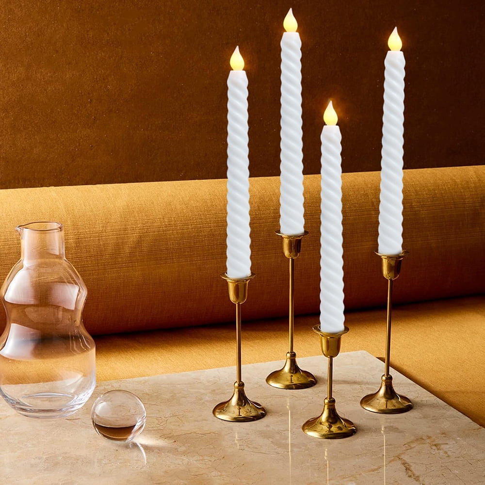 Skksst 2pcs Flickering Flame LED Light 9.8" Flameless Taper Candles ...