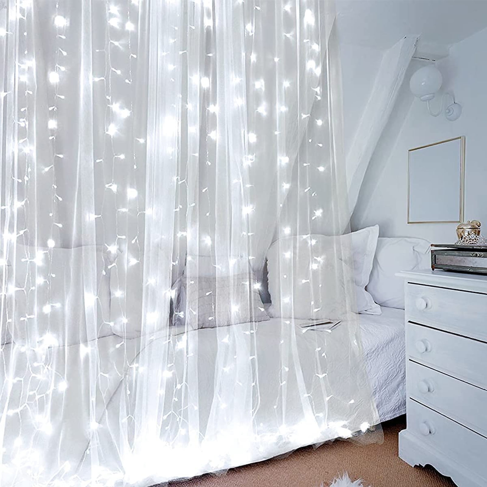 Skksst 6.56x6.56ft Window Curtain Light Christmas Party Bedroom ...