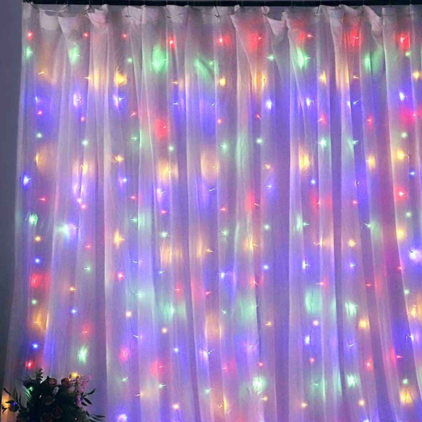 Skksst 6.56x6.56ft Window Curtain Light Christmas Party Bedroom ...