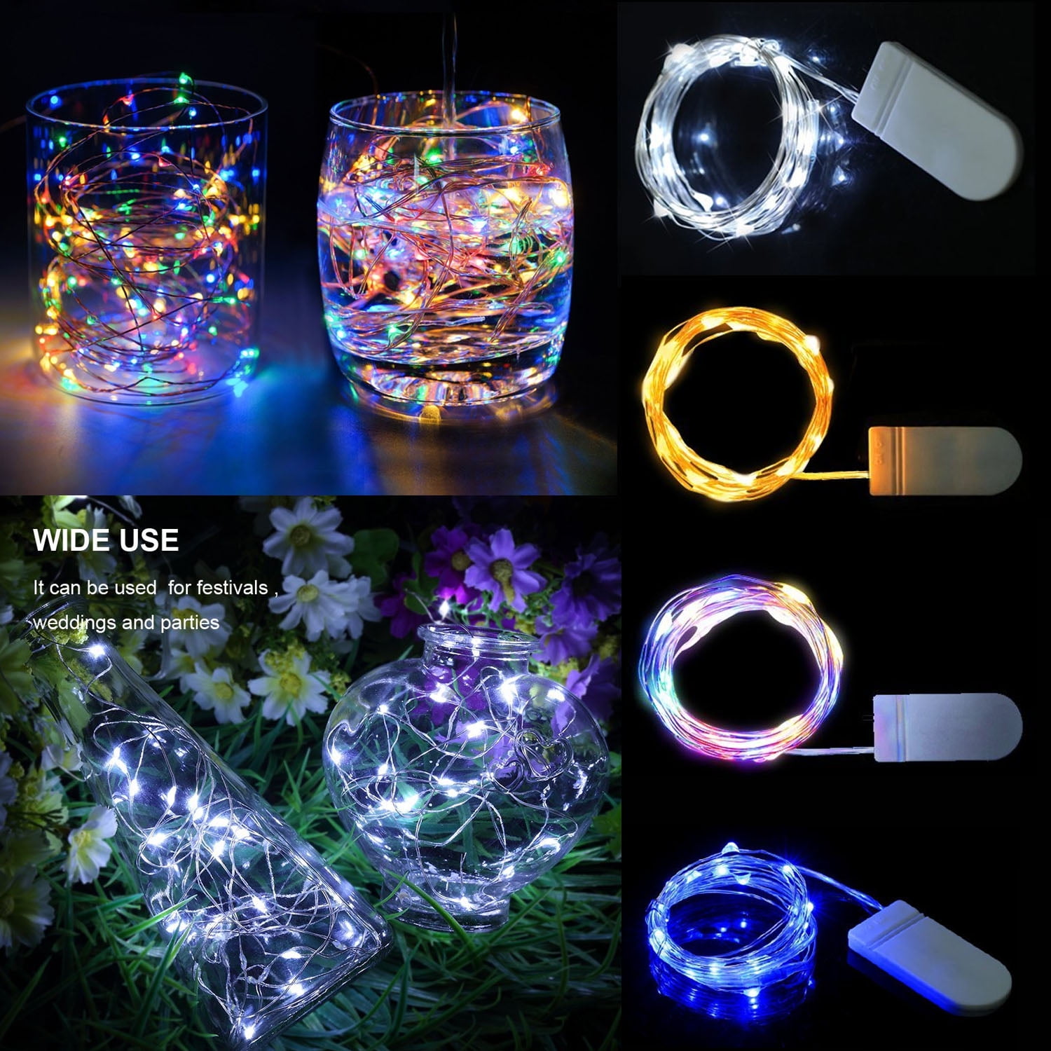 Skksst 6 Pack Micro LED String Lights Christmas Wedding Party Mason Jar ...