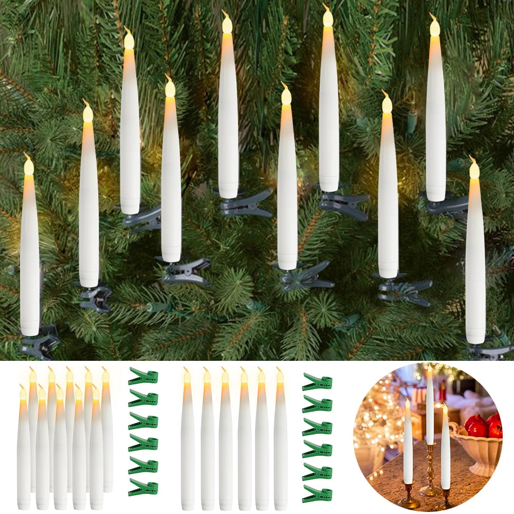 Skksst LED Flameless Taper Candles, Battery Operated Dripless Floating ...
