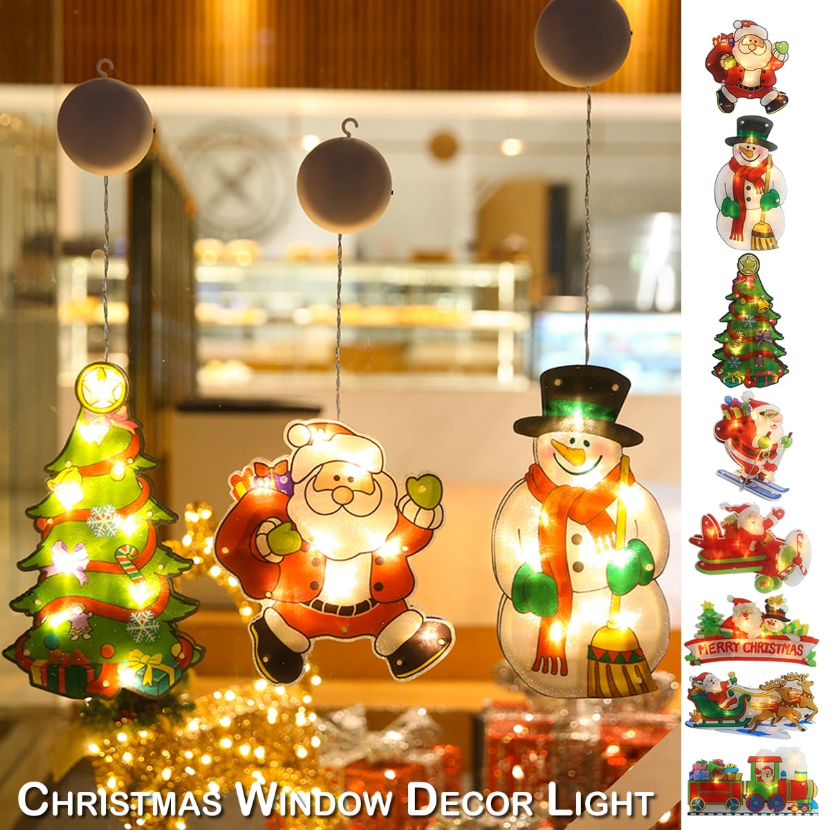 Skksst Christmas Ornament Cartoon LED Light Window Decorative Glowing ...