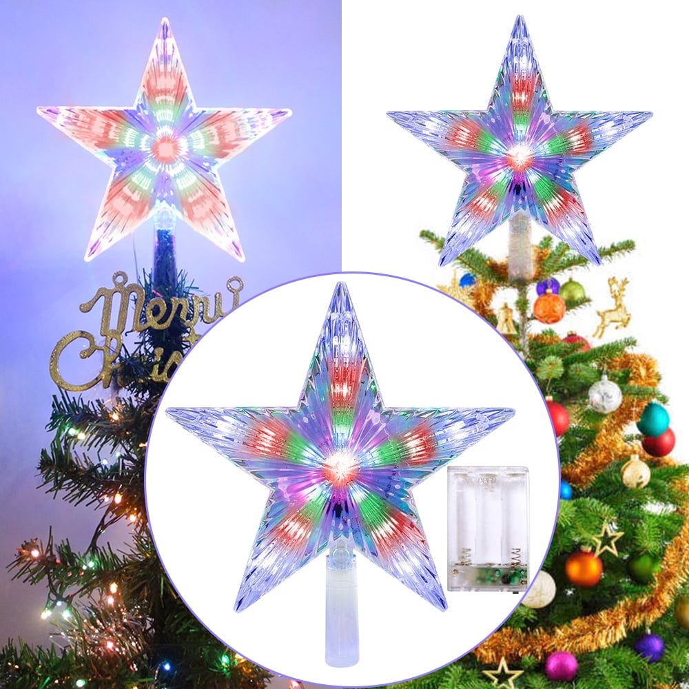 Skksst Christmas Tree Topper Star RGB Multicolor 9" Treetop LED Light ...