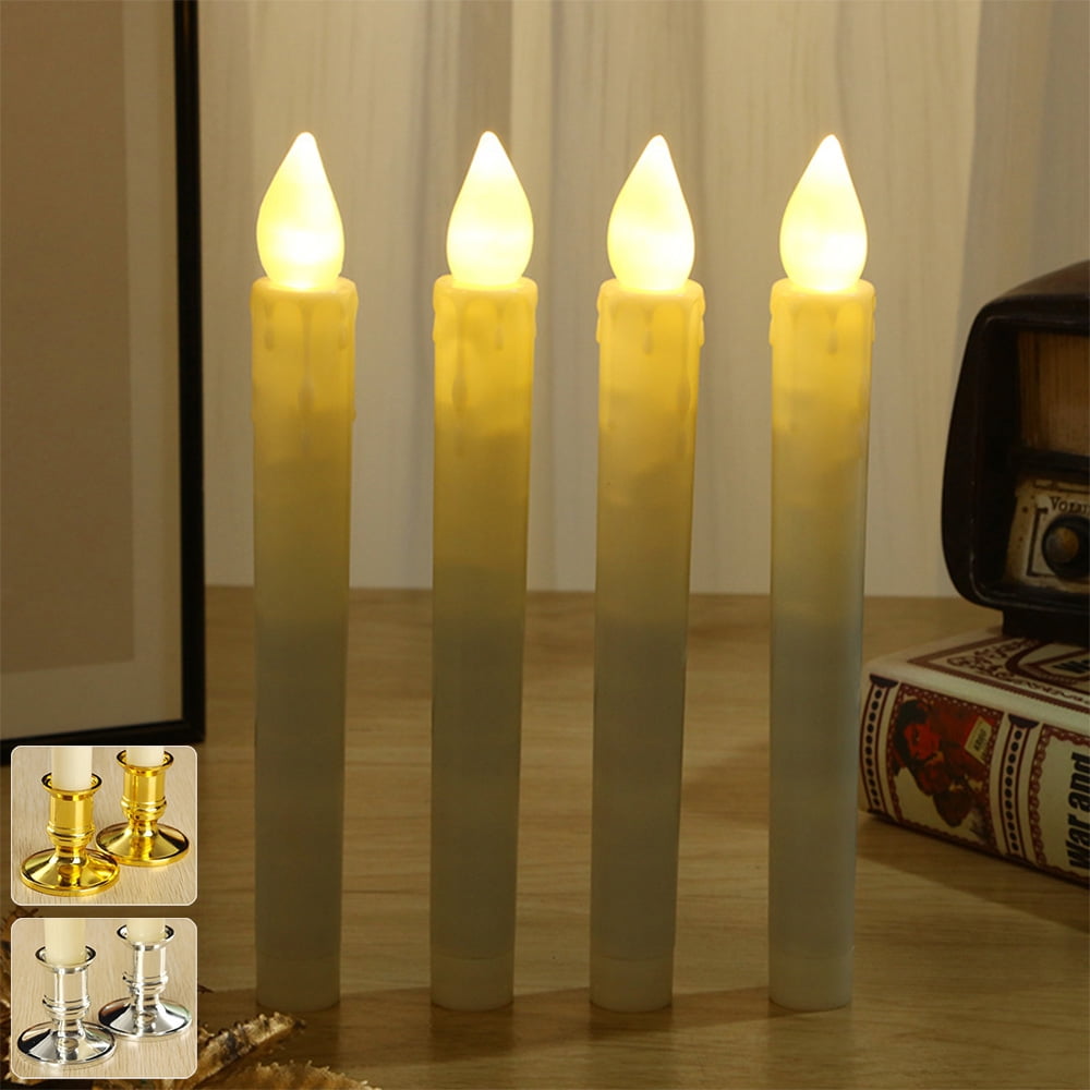 Skksst Flameless Flickering Taper Candles Light Battery Operated ...