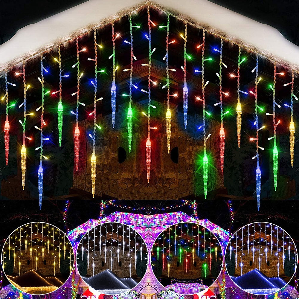 Skksst LED Icicle Curtain String lights Christmas Party Outdoor ...