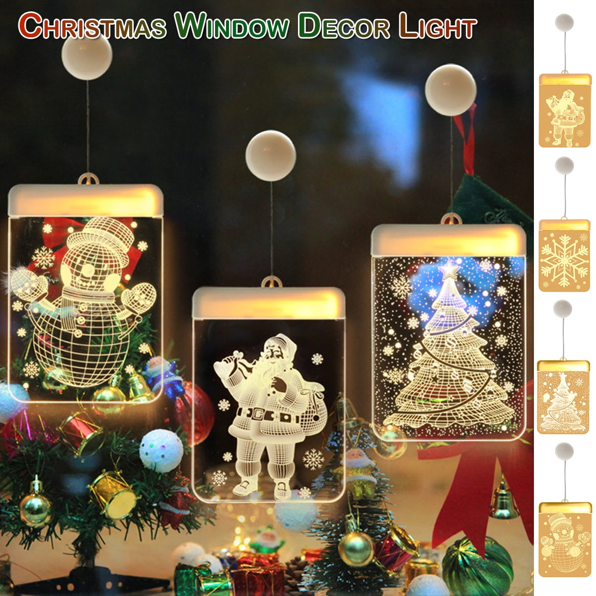 Skksst LED Lighted Christmas Window Acrylic Decoration Battery Operated ...