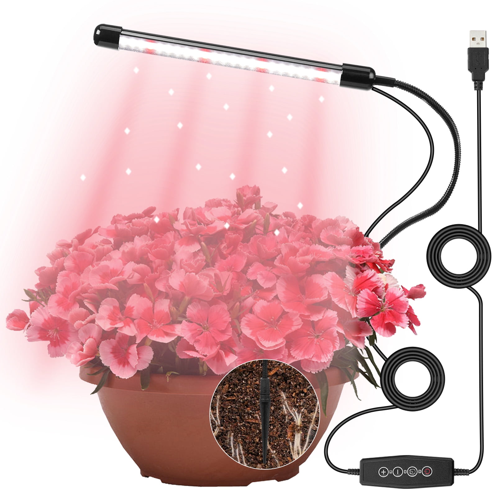 Skksst LED Plant Grow Lights With Timer Red White Dimmable Indoor ...