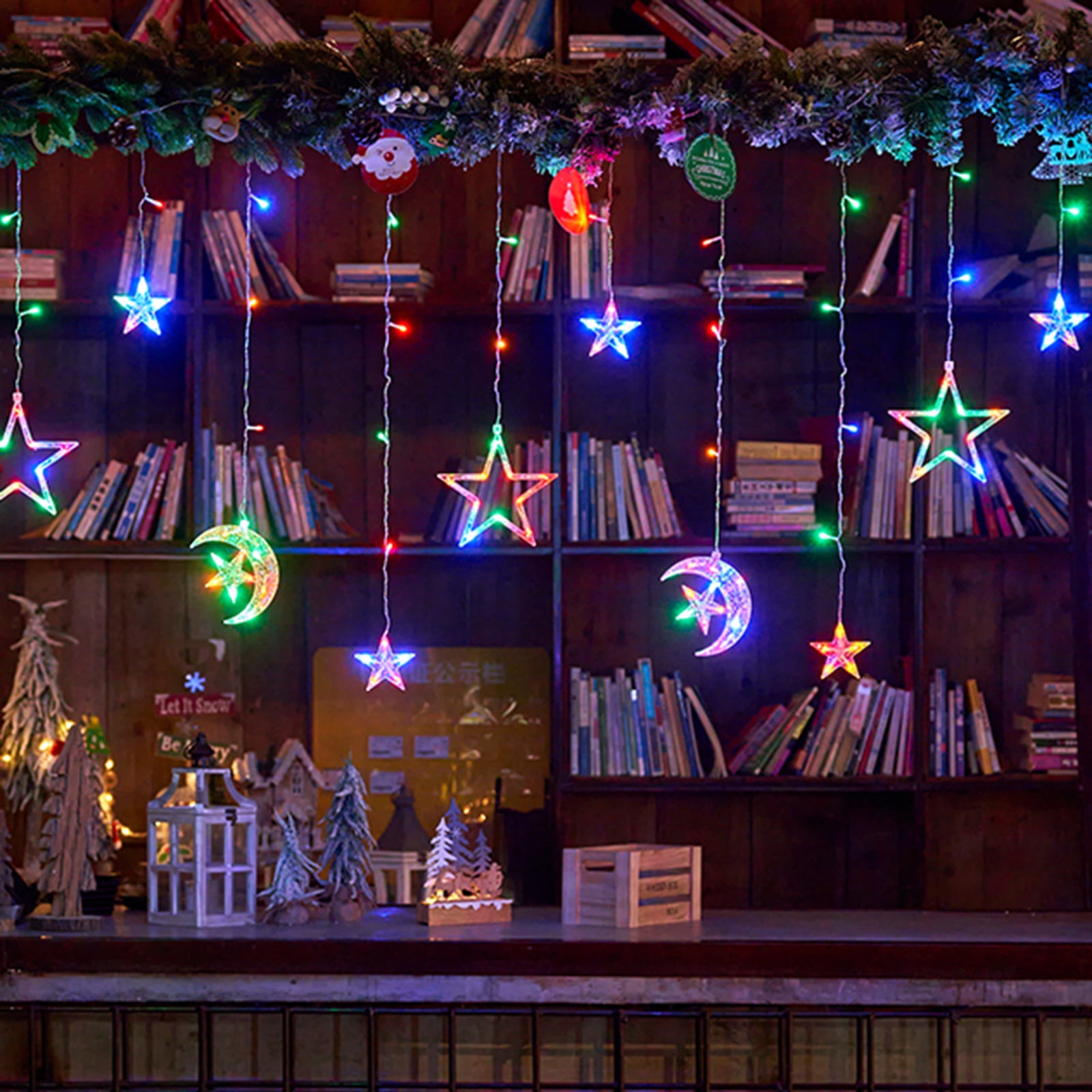 Skksst LED Star Moon String Light Battery Operated Christmas Party ...