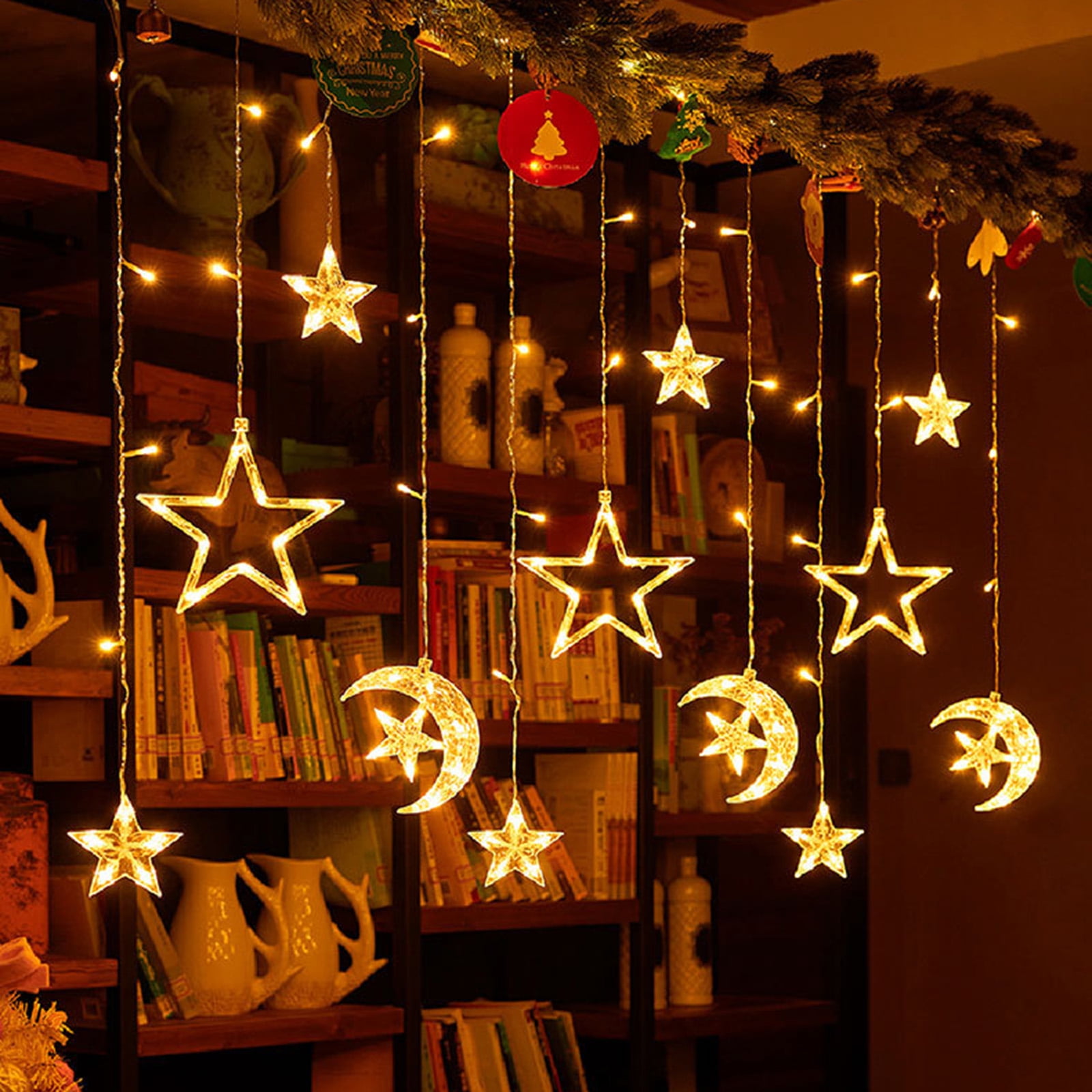 Skksst LED Star Moon String Light Battery Operated Christmas Party ...