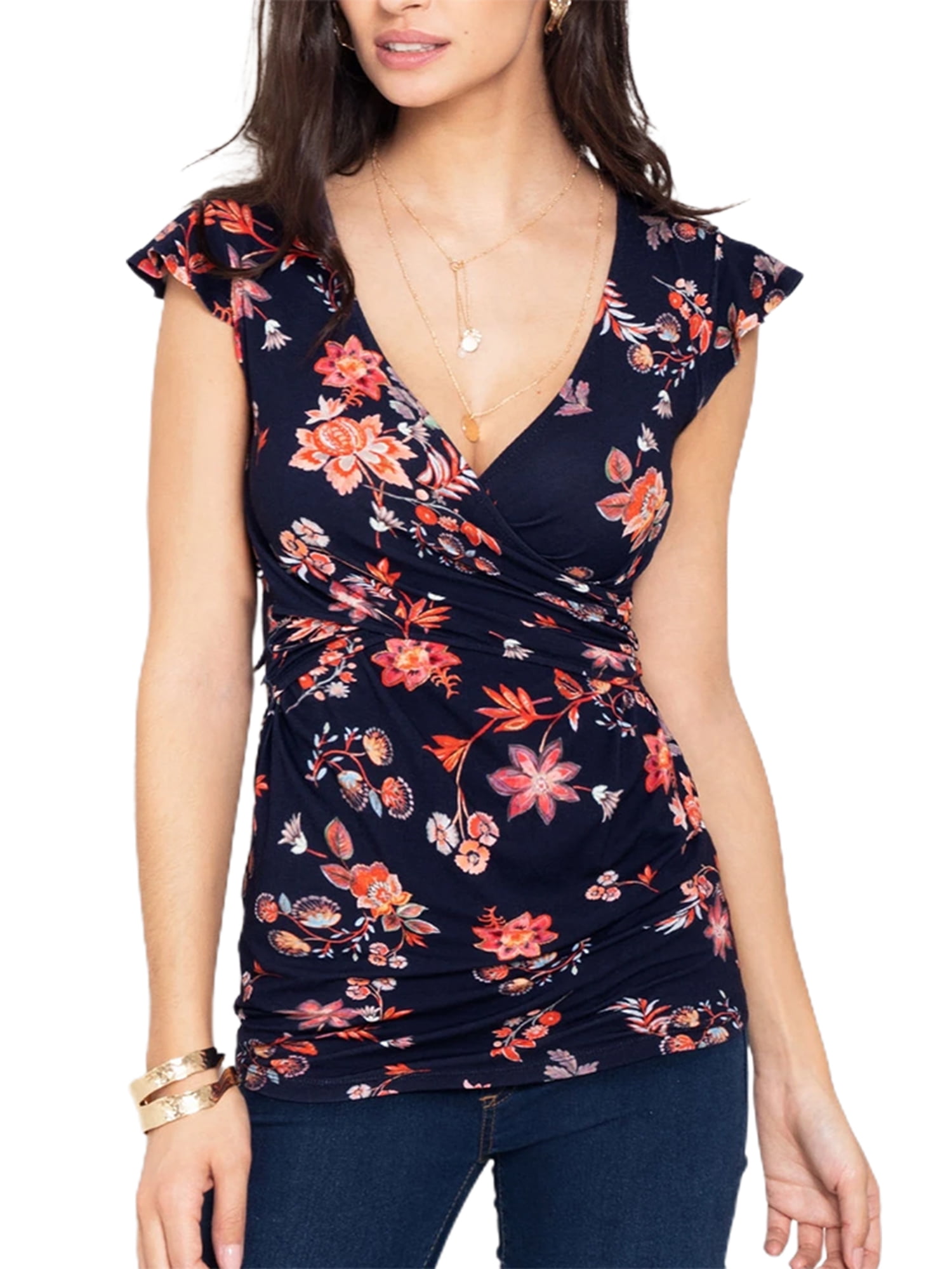 Skksst Pregnant Womens Sleeveless Floral Tank Bump Top Maternity ...