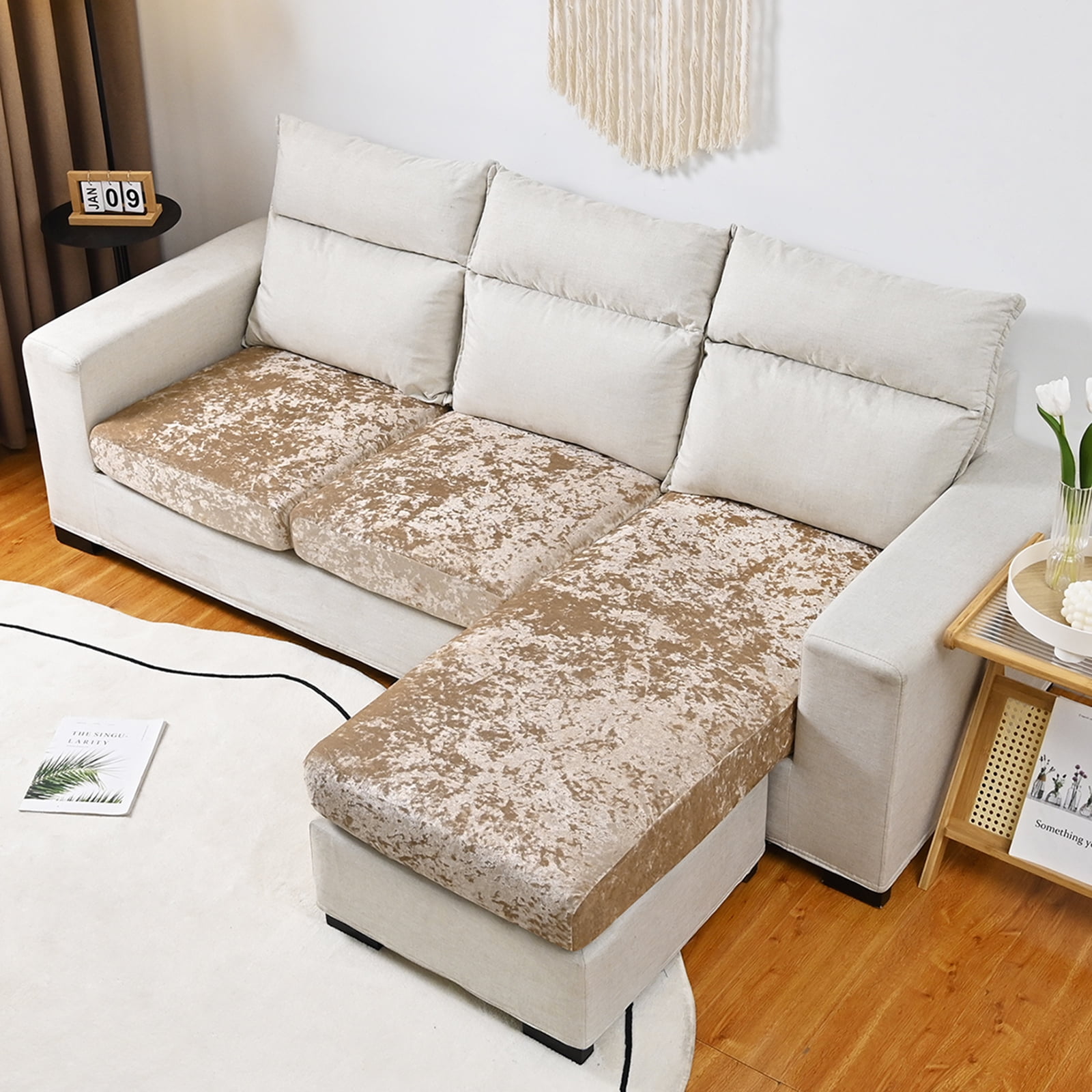 Skksst Stretch Velvet Sofa Cover Seat Cushion Slipcover Armchair ...