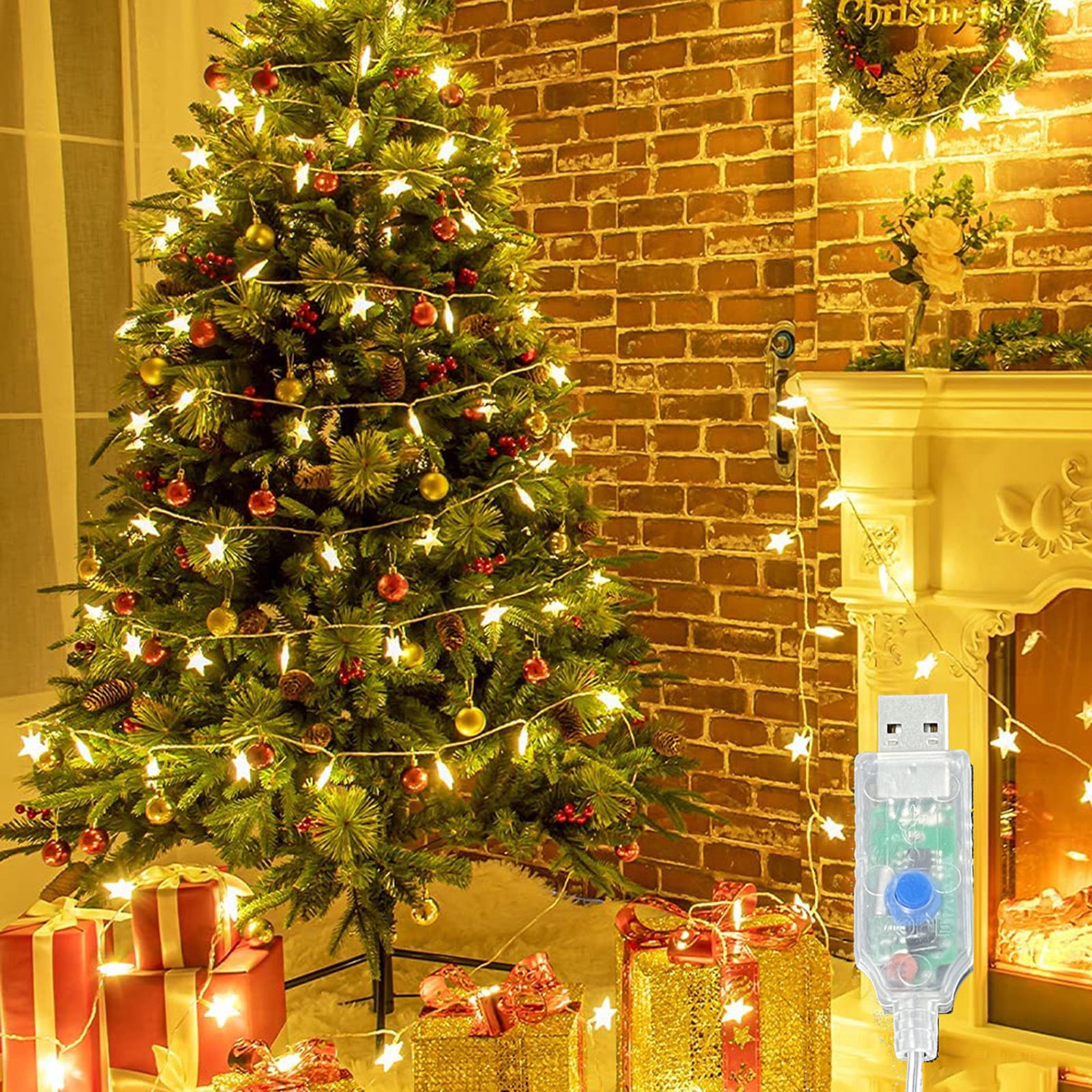 Skksst Twinkle Star String Light USB Powered 8 Mode Christmas Indoor ...