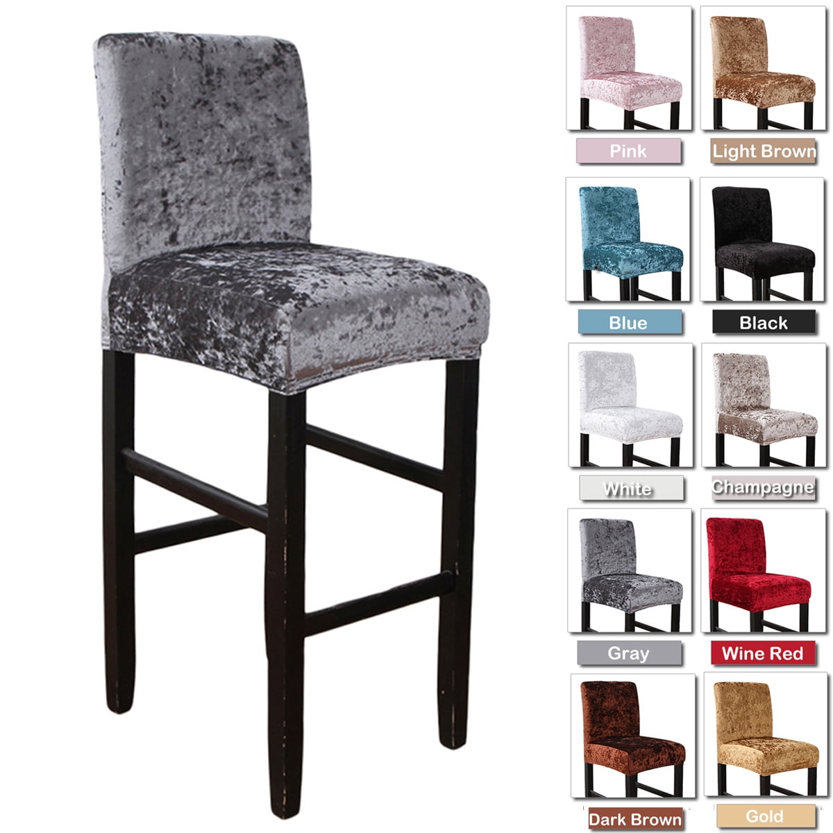 Skksst Velvet Height Stool Slipcover Bar Counter Spandex Chair Seat ...