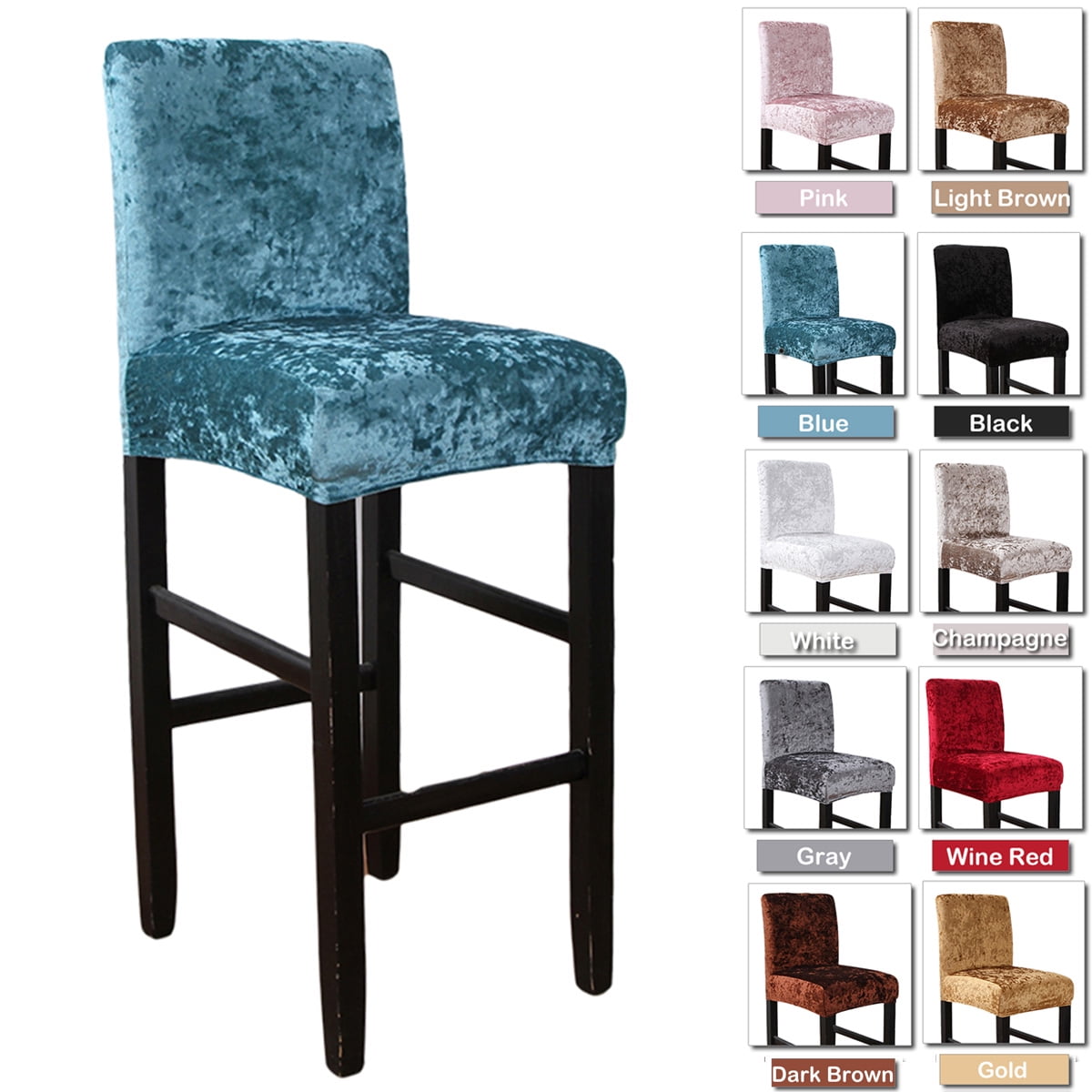 Skksst Velvet Height Stool Slipcover Bar Counter Spandex Chair Seat ...