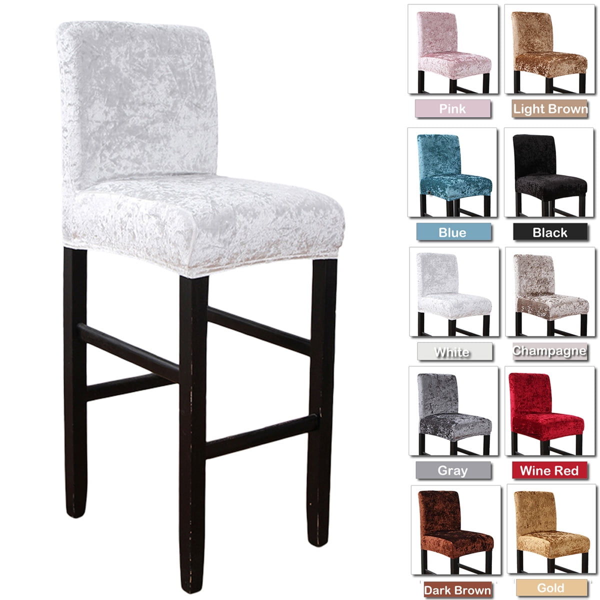 Skksst Velvet Height Stool Slipcover Bar Counter Spandex Chair Seat ...