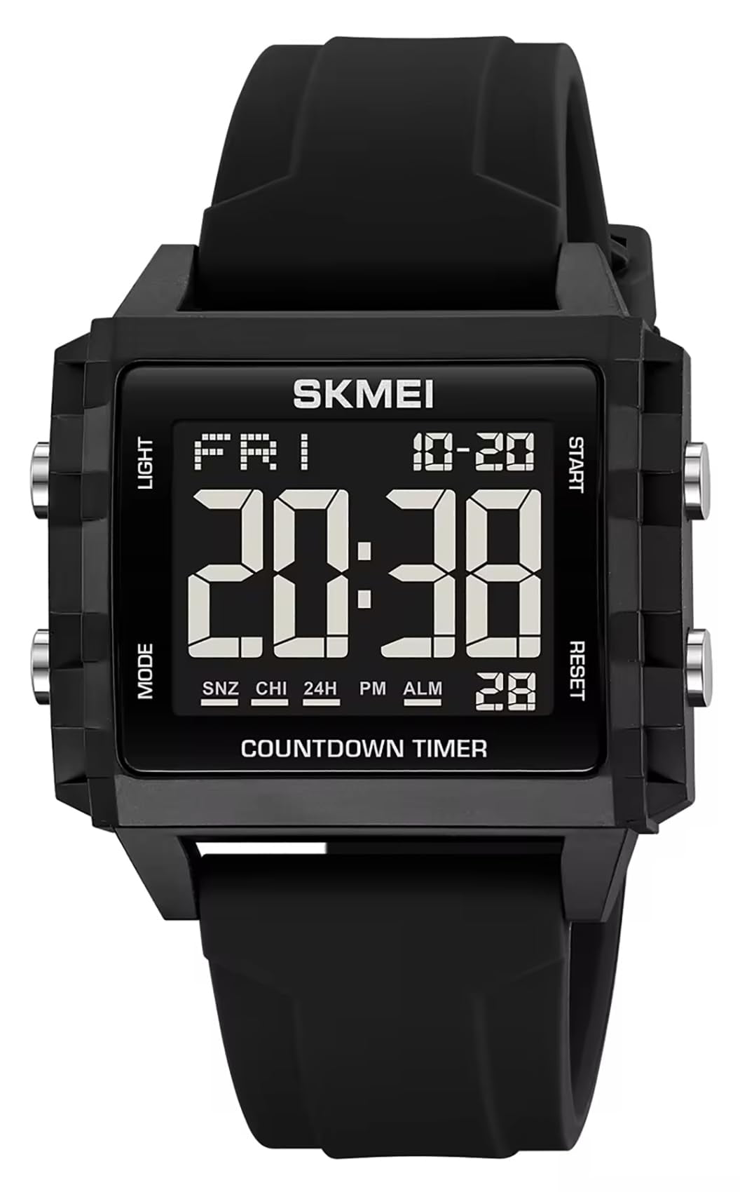 Skmei Square Men's Digital Watch Big Numbers Dial Large Face Waterproof ...