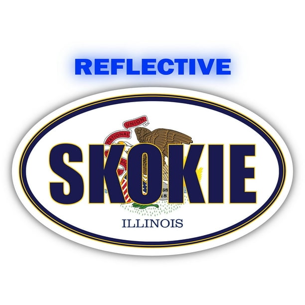 Skokie City Illinois State Flag | IL Flag Cook County Oval State Colors ...