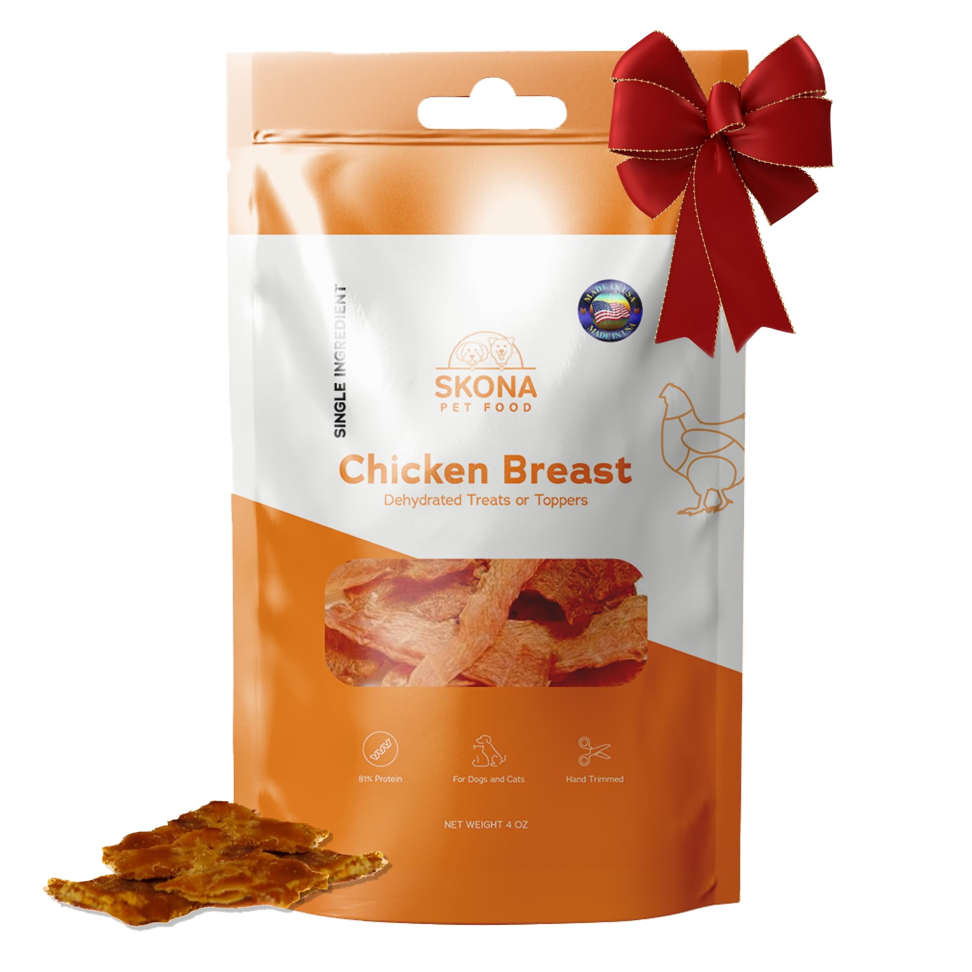 Skona Single-Ingredient Chicken Breast AIF4 Jerky Treats (4oz) | Dogs ...