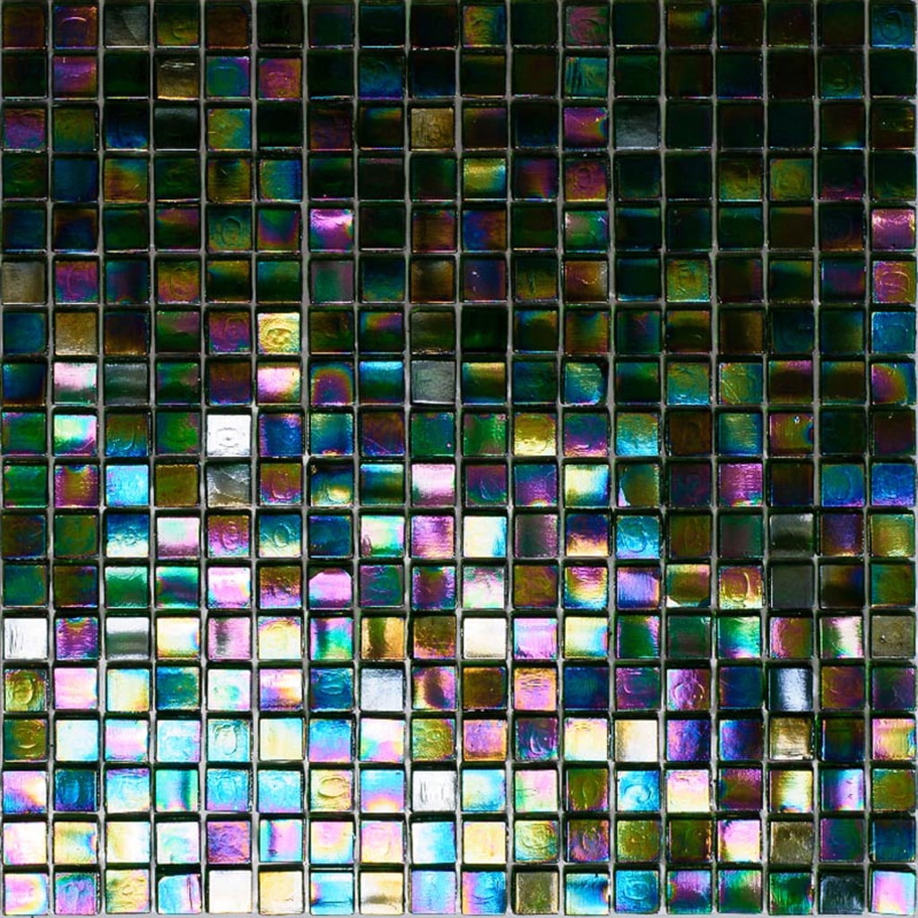 Skosh 11.6 in. x 11.6 in. Glossy Rainbow Green Glass Mosaic Wall and ...
